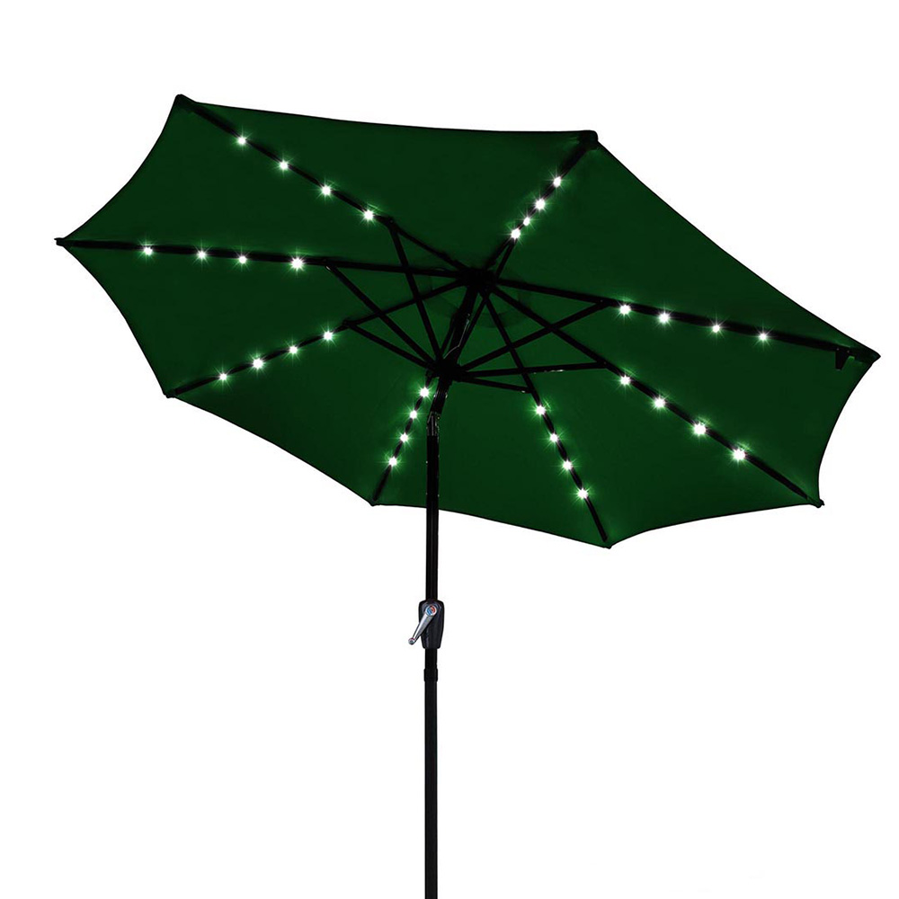 Yescom 9' Outdoor Solar Powered LED Umbrella 8 Ribs w/ 32 Lights for ...