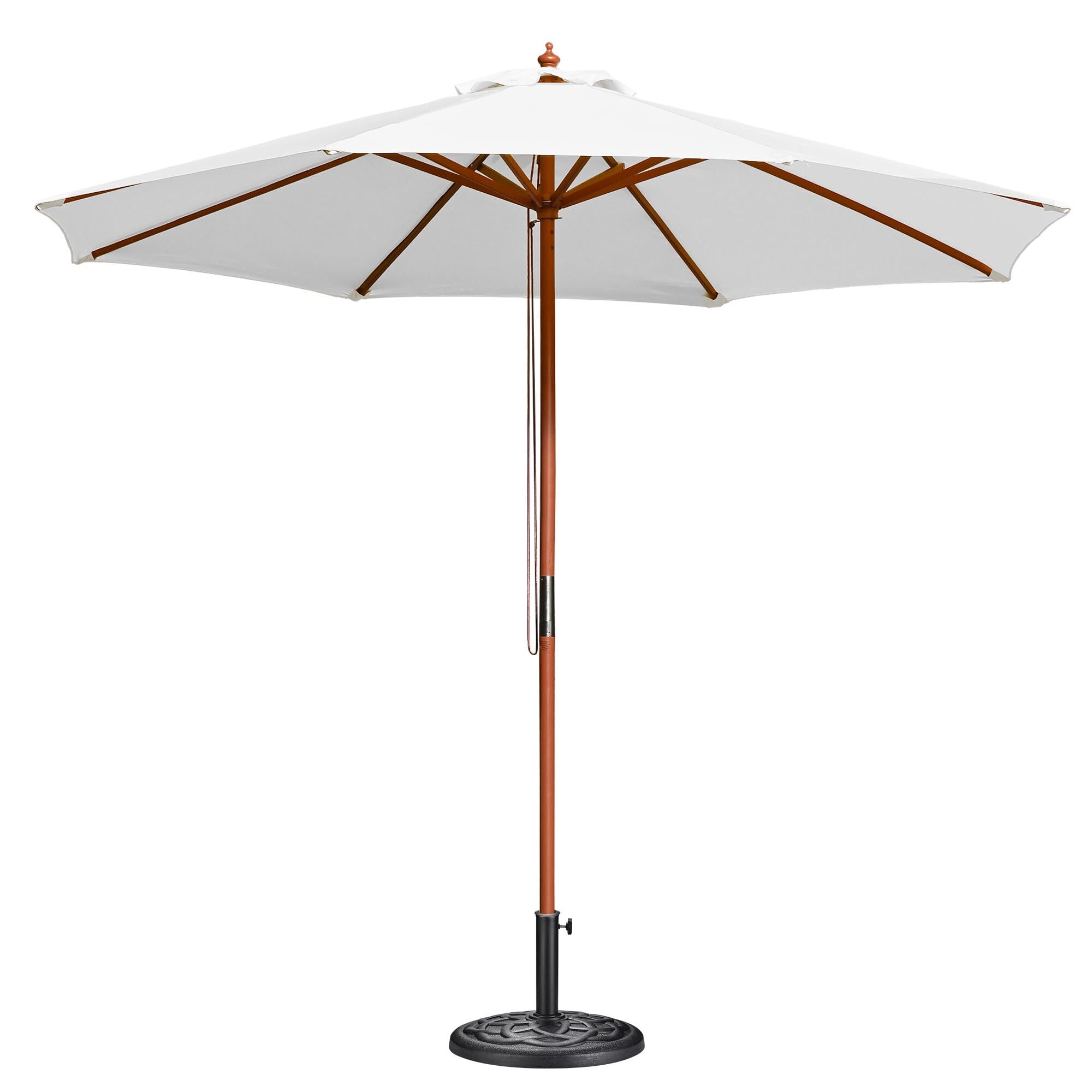 Yescom 9FT Solid Wood Patio Umbrella w/ Retro Base Pulley Lift for ...
