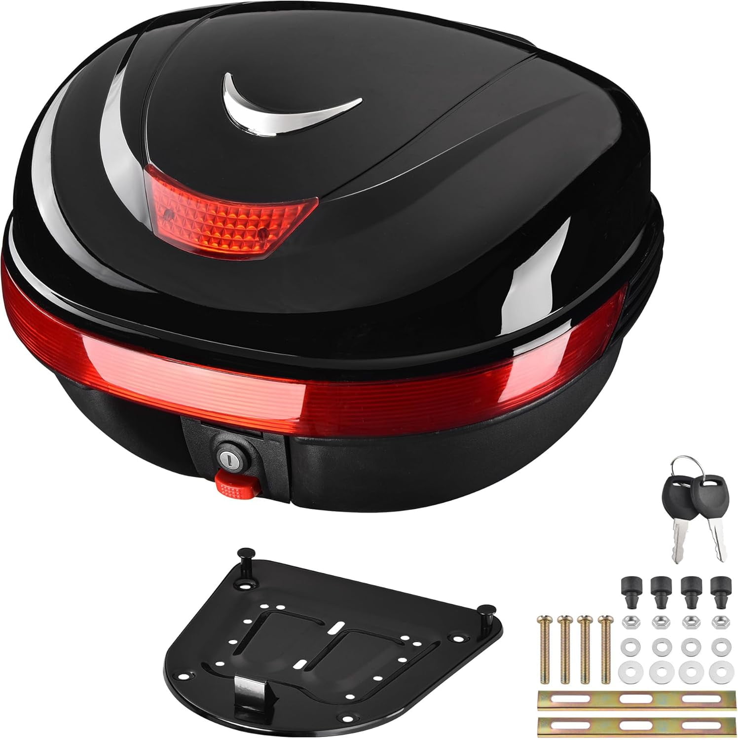 Yescom AHR Motorcycle Trunk Black Motorcycle Top Case Motorcycle Tail ...