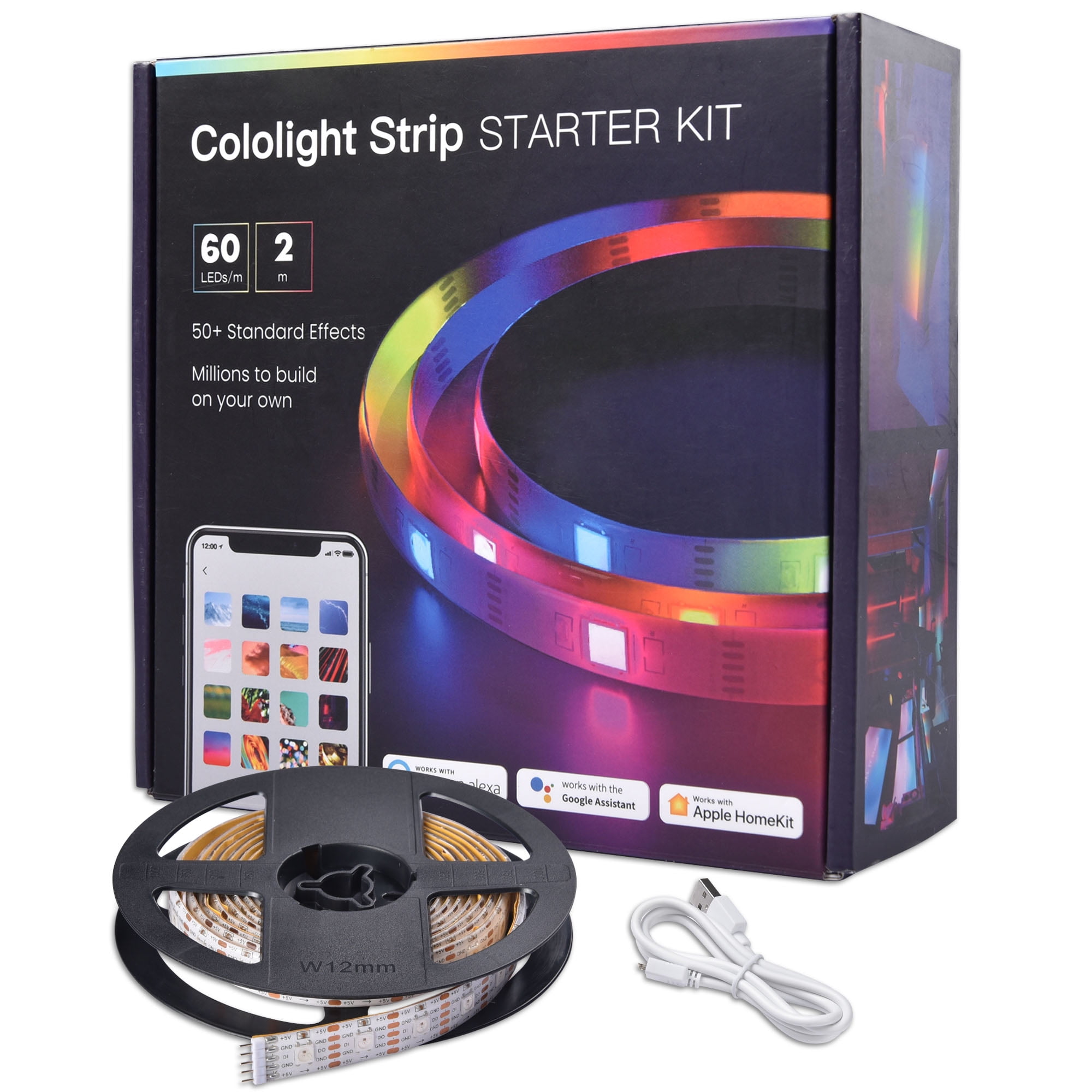 Yescom APP Control LED Strip Light 6.6ft Extension Music Sync RGBIC ...