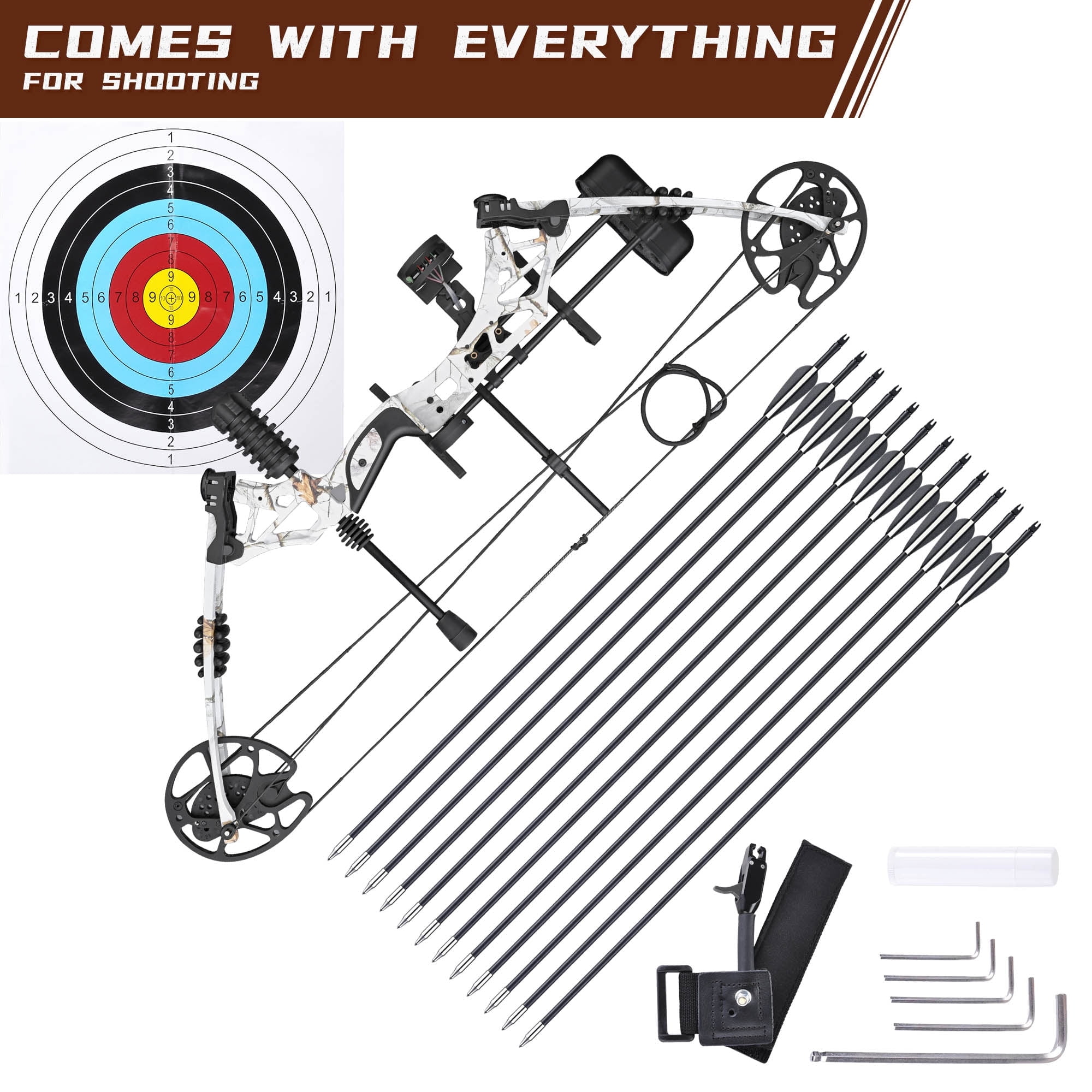 Yescom Adult Professional Compound Bow Adjustable Draw Weight 70 lbs 17 ...