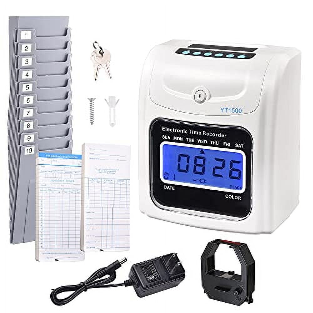 Yescom Attendance Punch Time Clock Bundle Employee Payroll Recorder LCD ...
