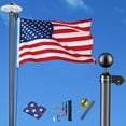 Yescom Black 20Ft Sectional Flag Pole Kit with 136 LED Solar Light set ...