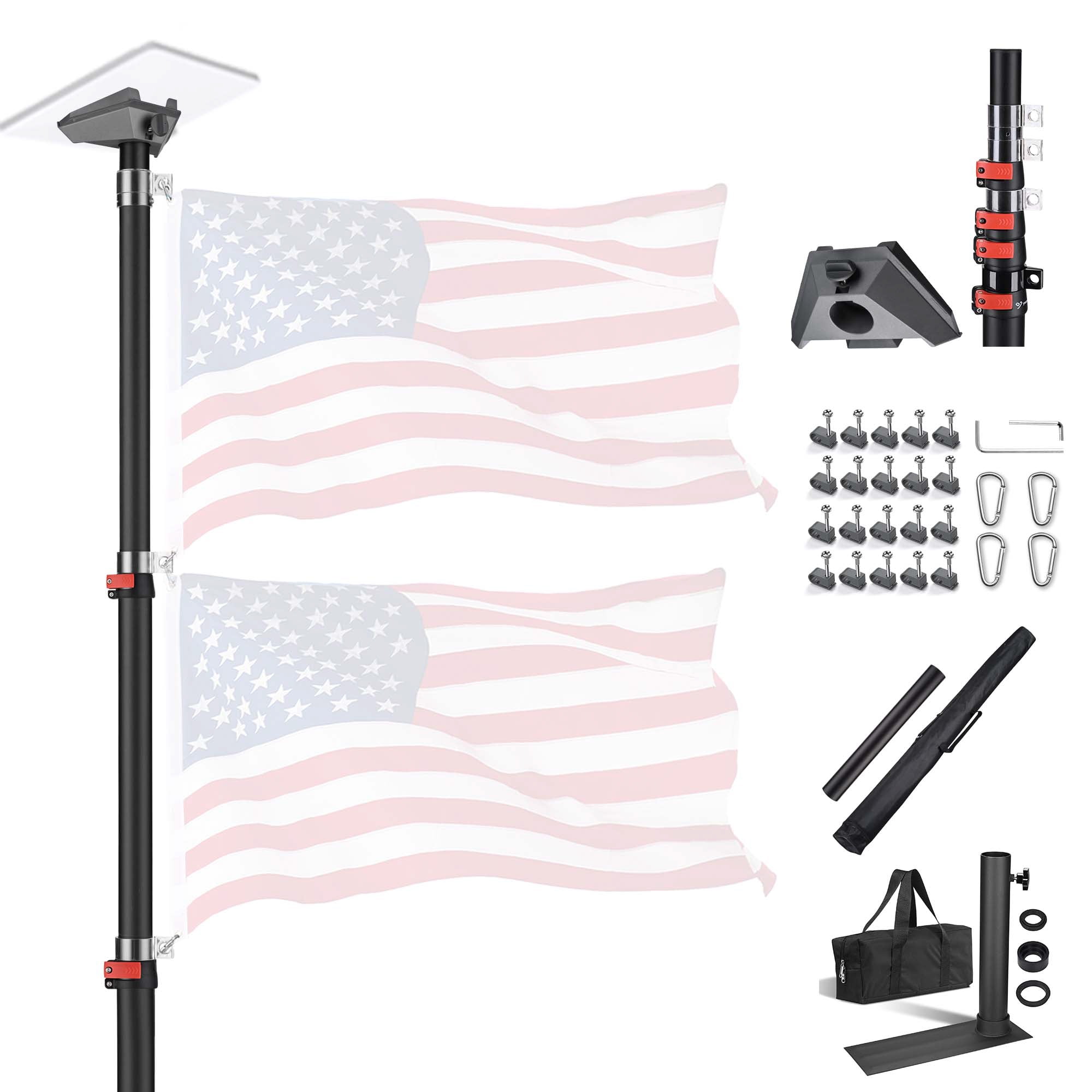 Yescom EZ GO 14ft Telescopic Flag Pole Kit with Starlink Mini Pipe ...