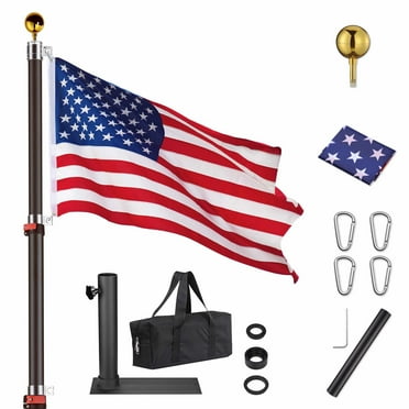 EZ-Pole Liberty 17 ft. Aluminum Telescopic Flagpole Kit with Swivels ...