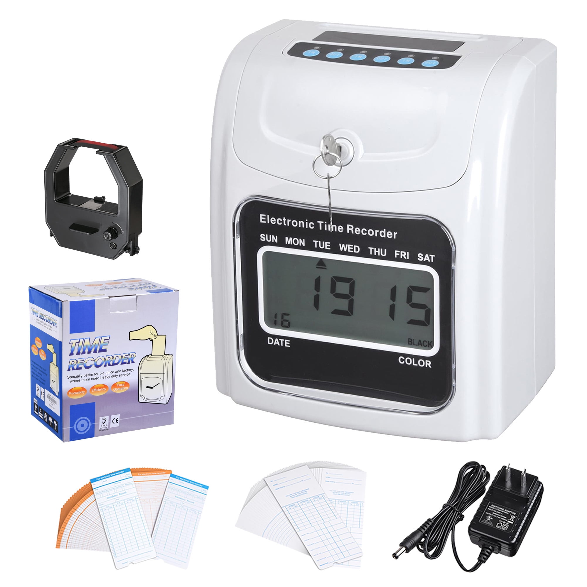 Yescom Employee Attendance Punch Time Clock Payroll Recorder LCD ...