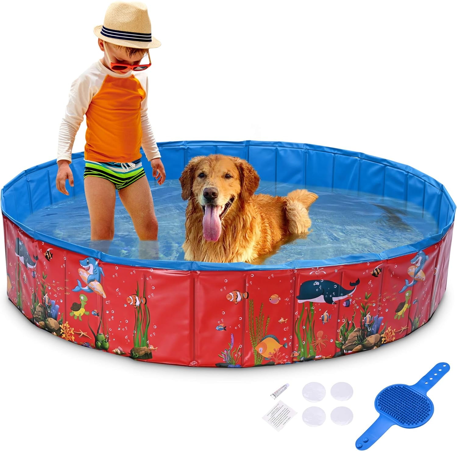 Yescom Foldable Dog Pool Hard Swimming Pool Kiddie Pet Cooling Bathing ...