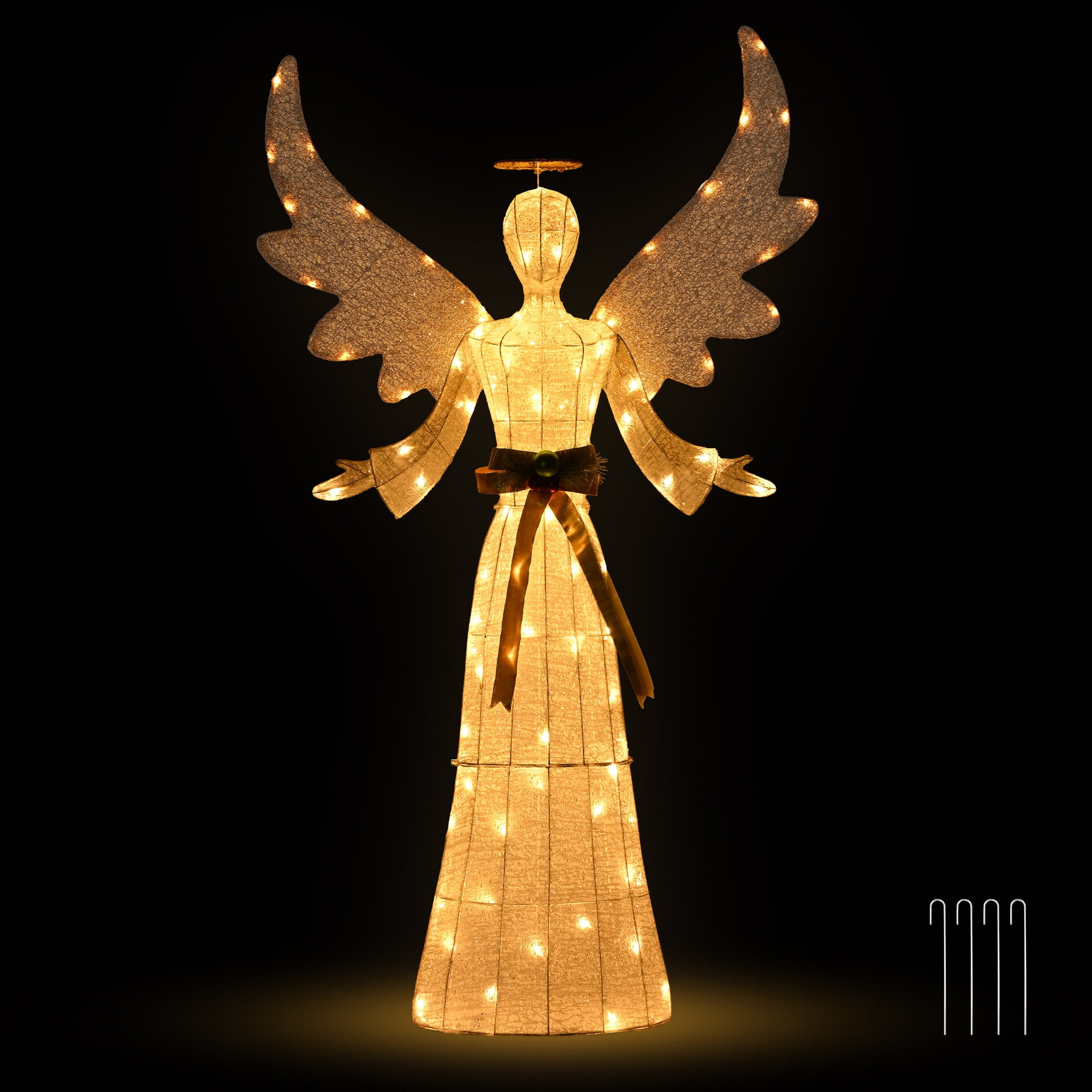 Yescom Holy 5.5ft Lighted Christmas Angel Outdoor Pre-lit 3D Crystal ...