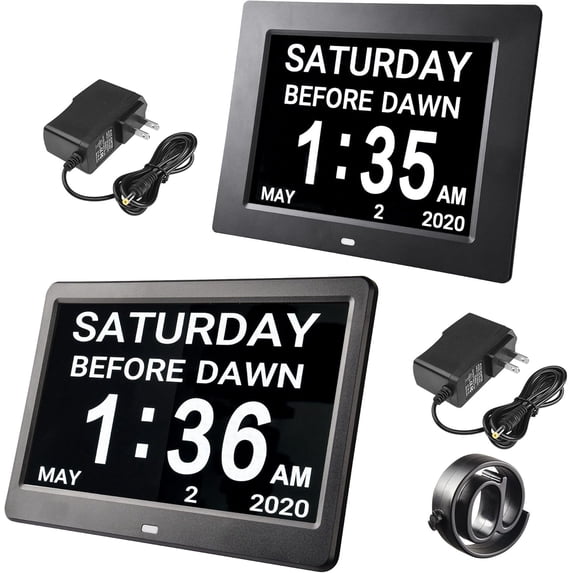 Yescom LCD Day Clock Digital Calendar Alarm Large Display Dementia Home ...