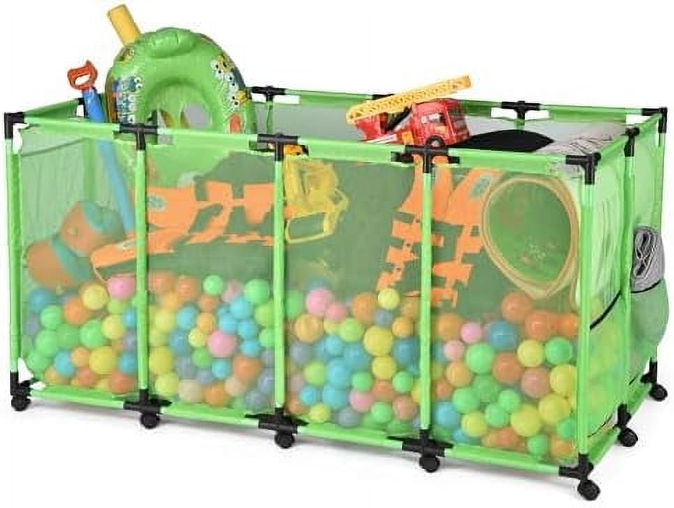 Yescom Metal Frame Extra Large 12 Wheels Rolling Mesh Pool Storage Bin ...