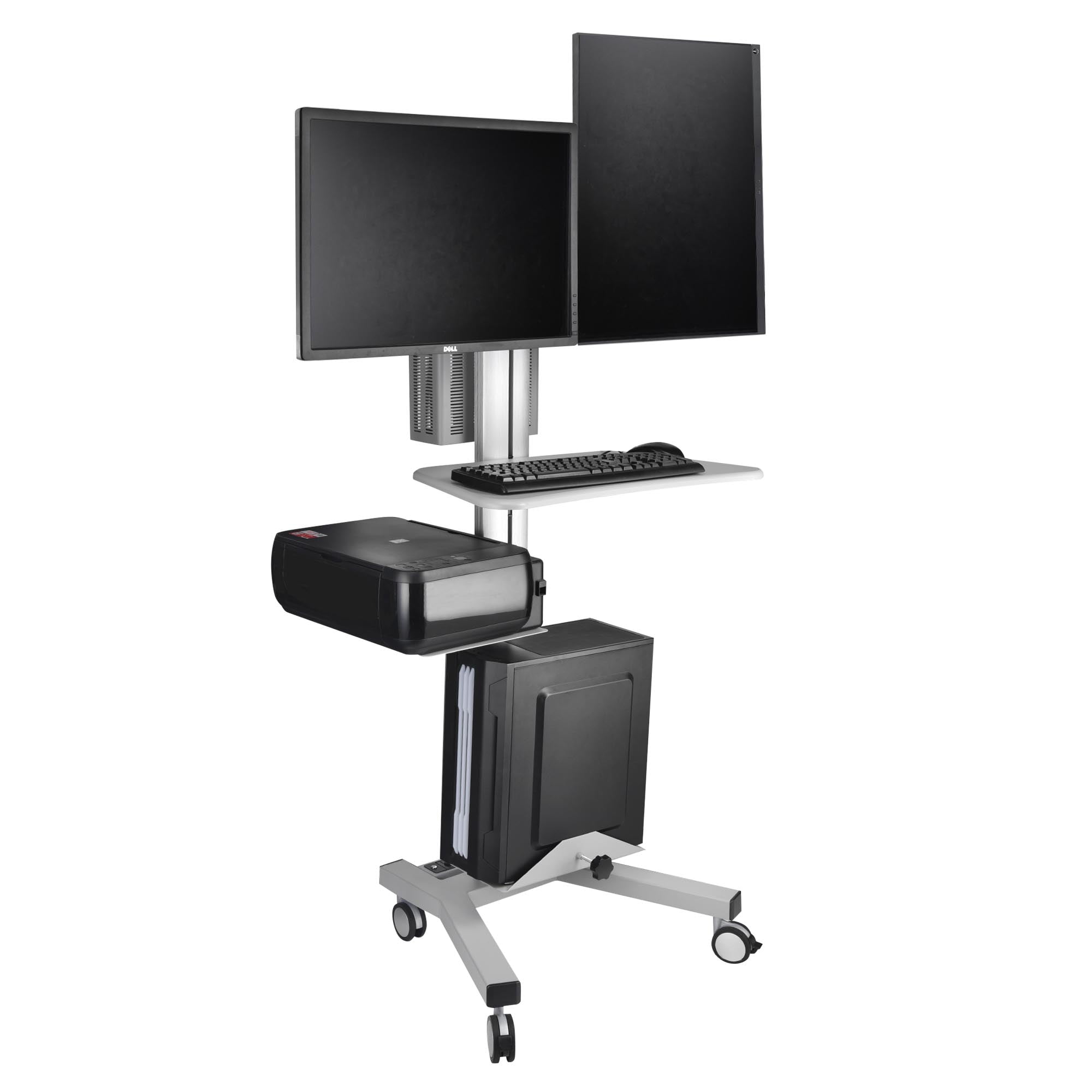 Yescom Mobile Computer Workstation Cart with Dual Monitors Mount ...