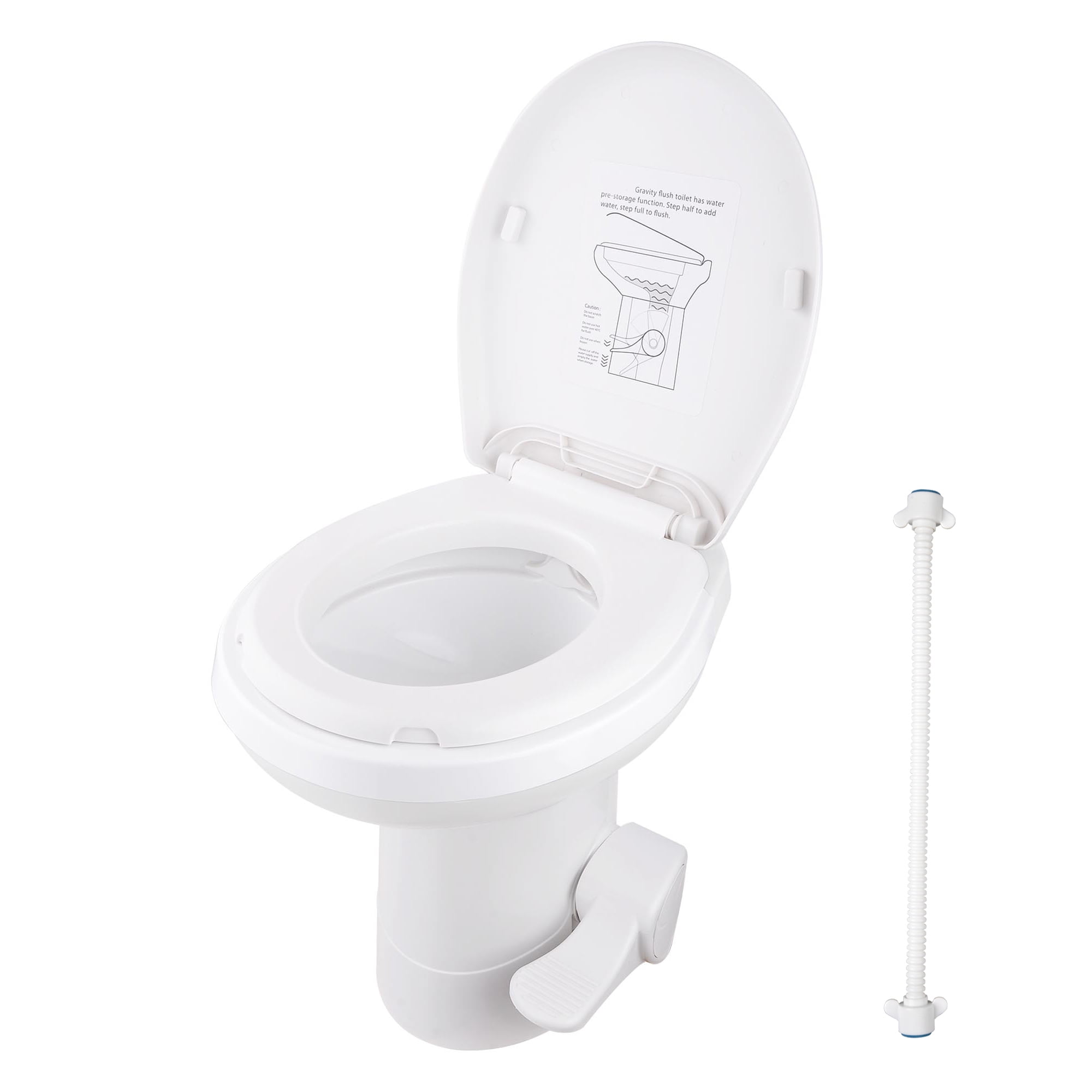 "Yescom Portable RV Gravity Flush Toilet, 20"" Seating Height, Foot ...
