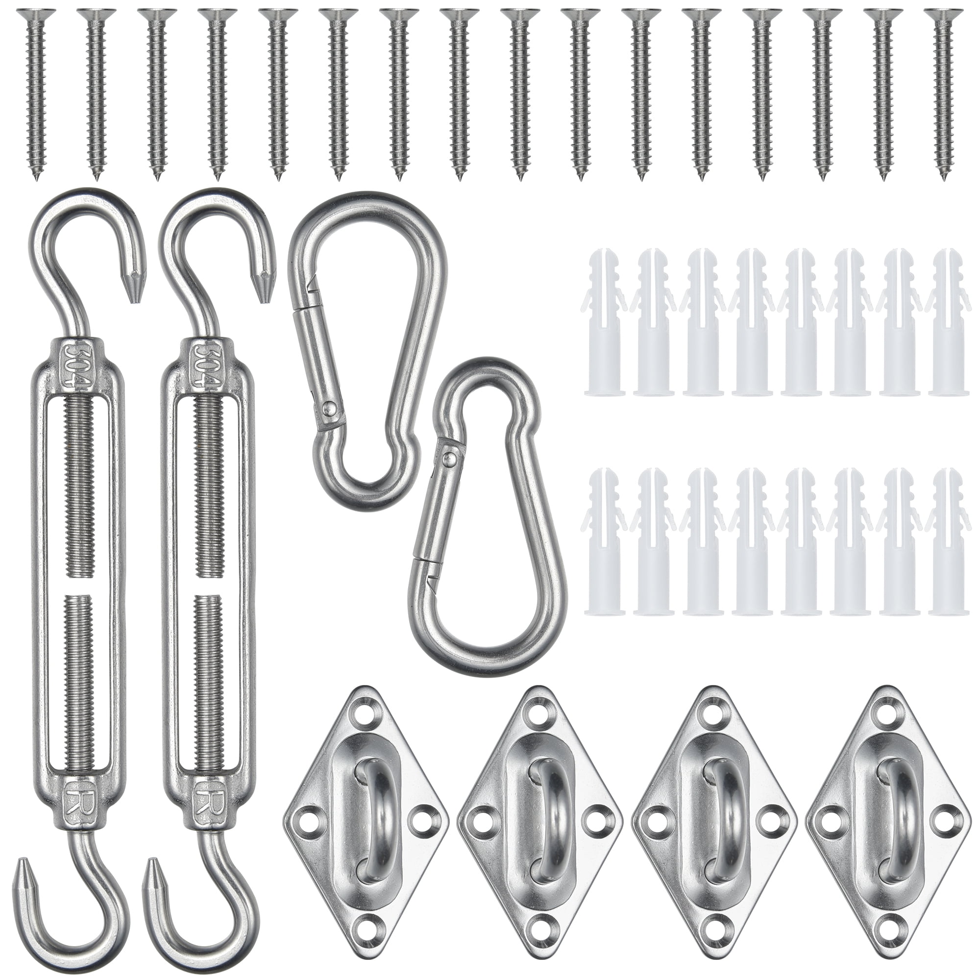 Yescom Rectangle Sun Shade Sail Hardware Kit 6" 304 Anti-Rust Stainless ...