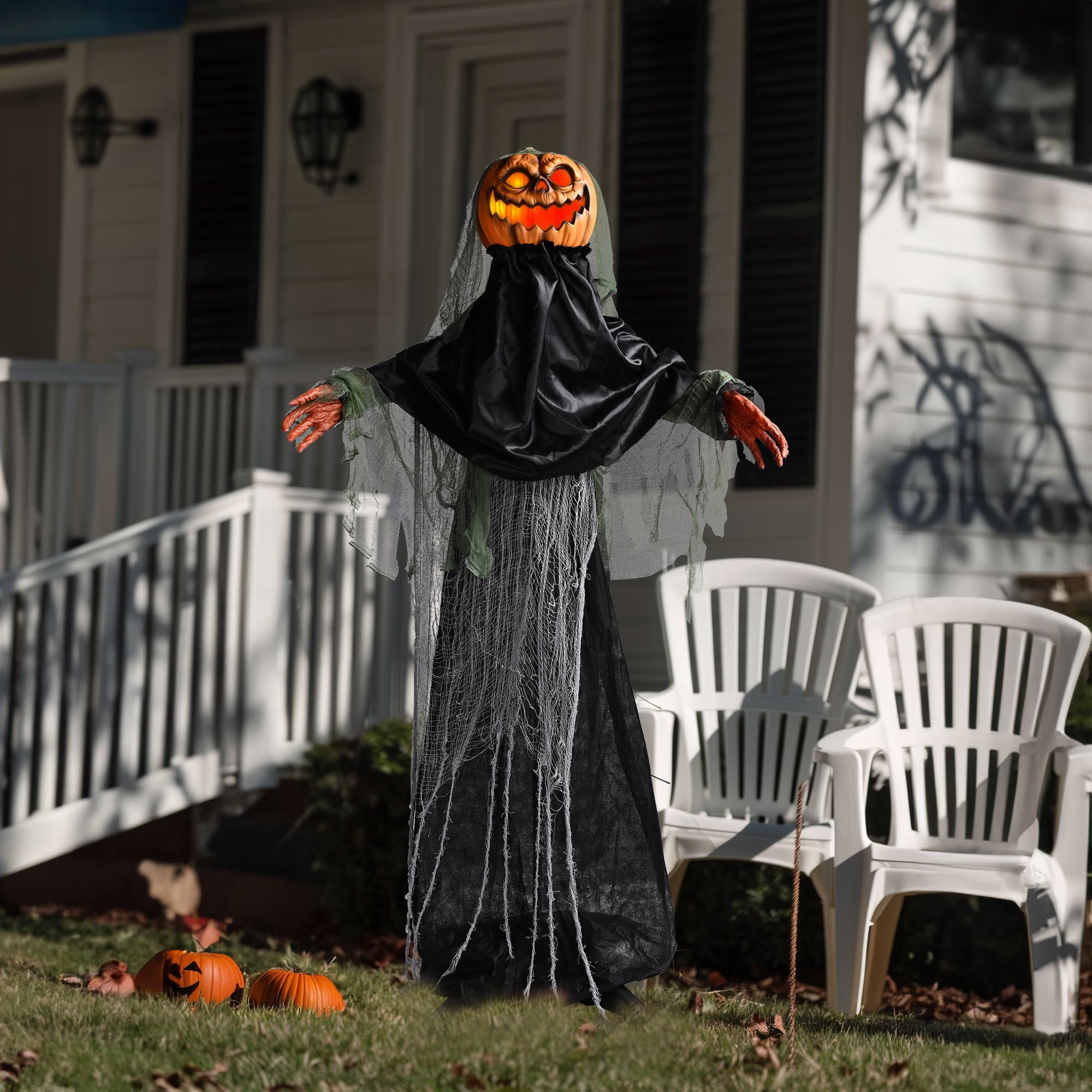 Yescom Scary Animated Halloween Pumpkin Decorations 5.4Ft with Motion ...