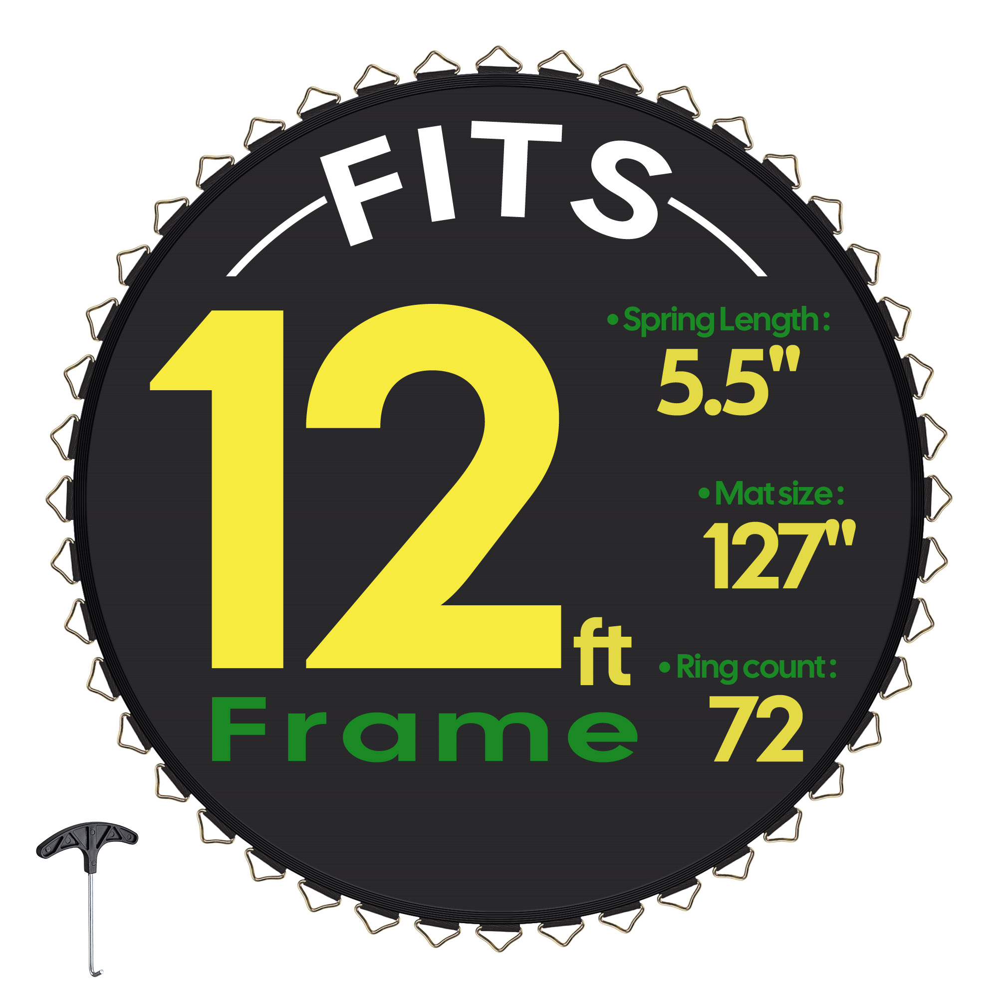 TKOOFN Trampoline Replacement Jumping Mat with Sping Tool Fits for 14 ...