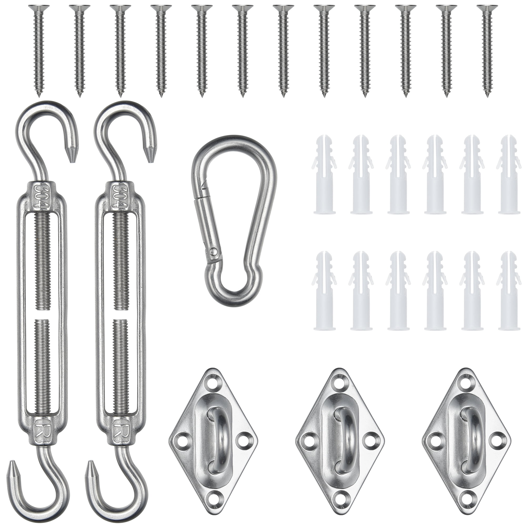 Yescom Triangle Sun Shade Sail Hardware Kit, 6-inch 304 Stainless Steel ...
