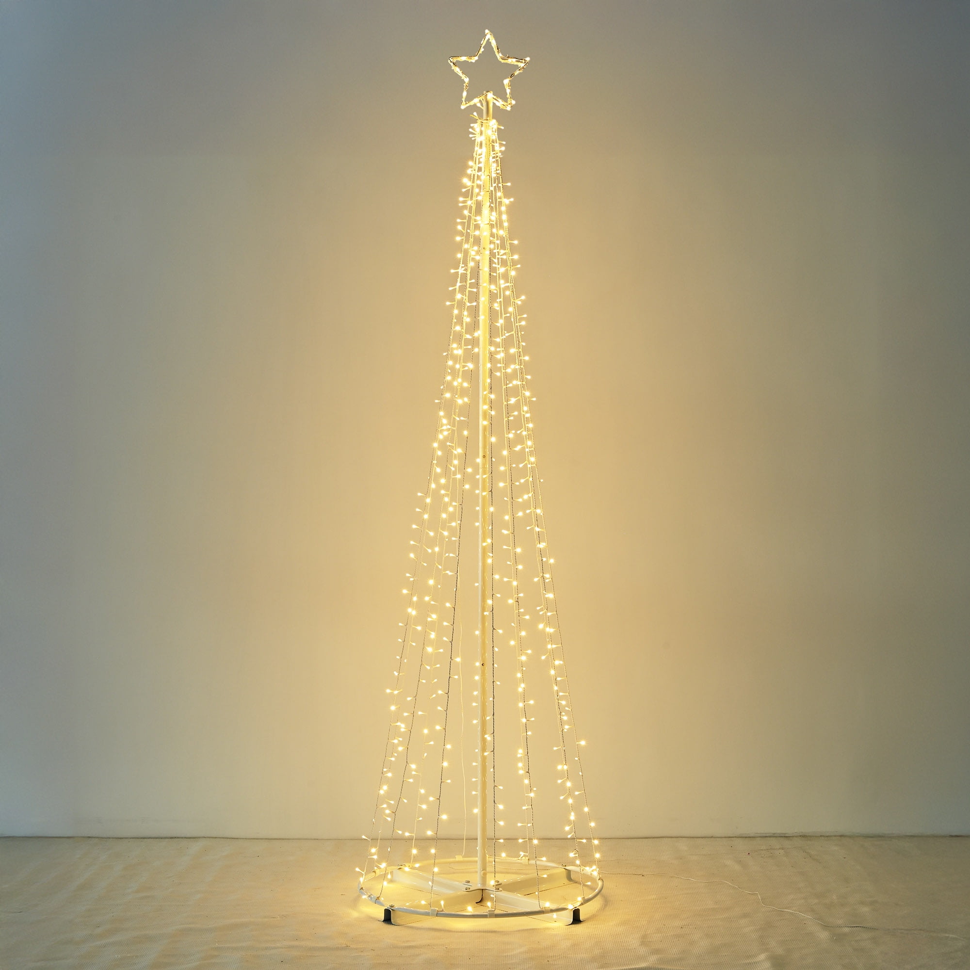 Yescom Vast-Starry 9Ft Solar Christmas Cone Tree Light 640 LED Light 8 ...