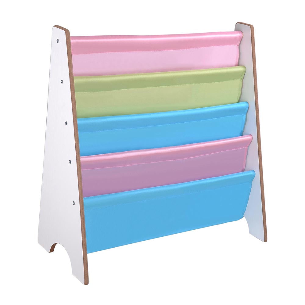 Yescom Wood Kids Book Shelf Sling Storage Rack Organizer Bookcase ...