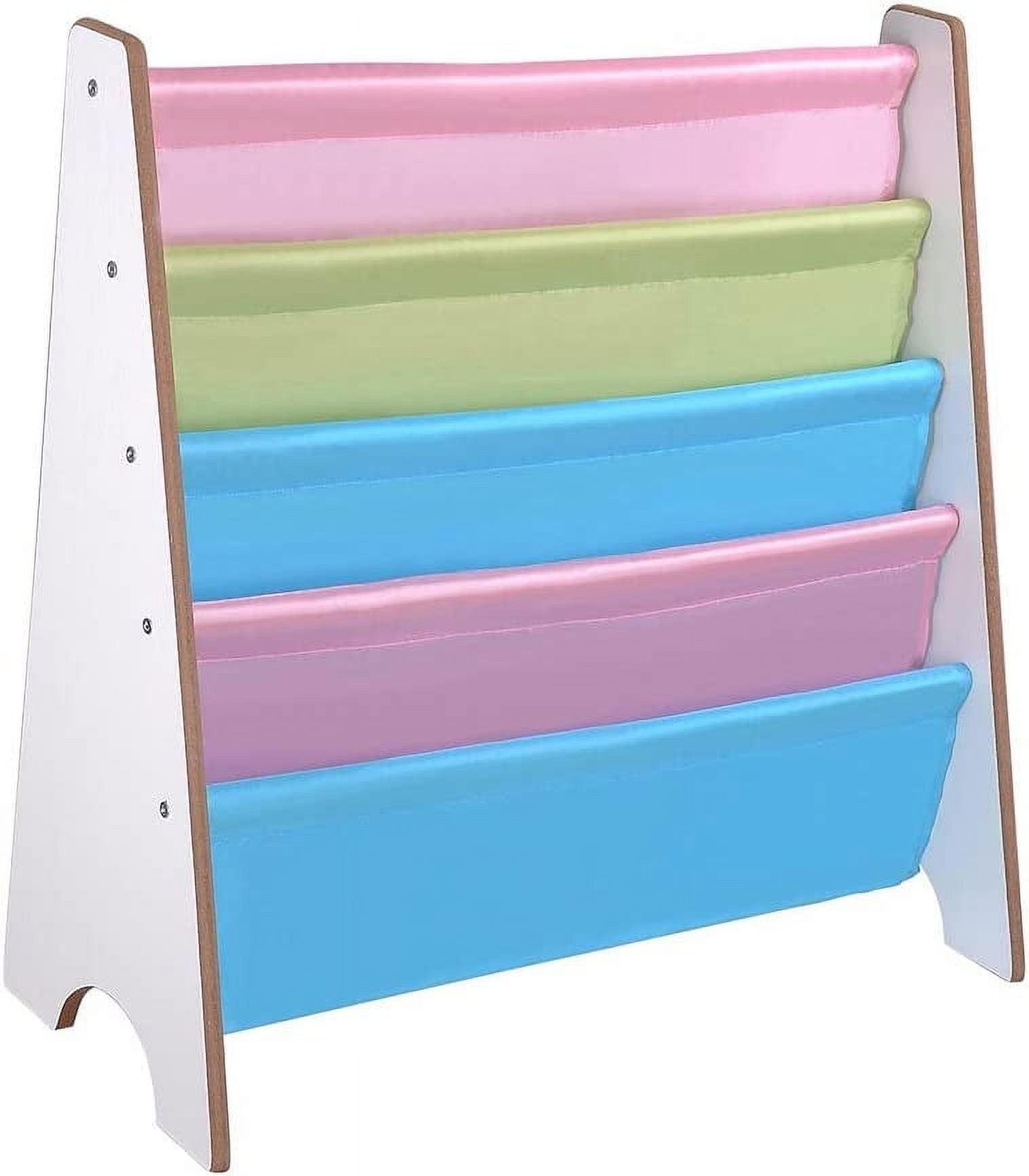 Yescom Wood Kids Book Shelf Sling Storage Rack Organizer Bookcase ...