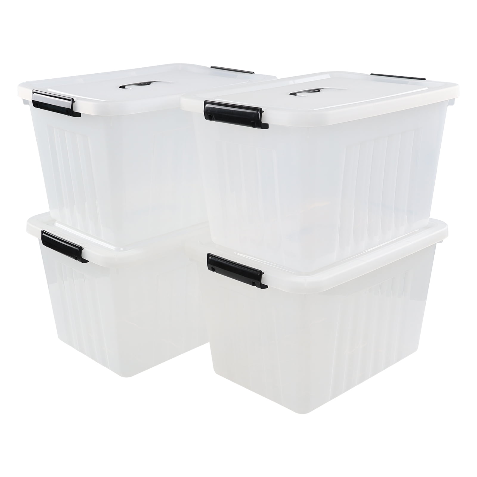 Yesdate 20 L Plastic Storage Bins with Latching Lids, Stackable Storage ...