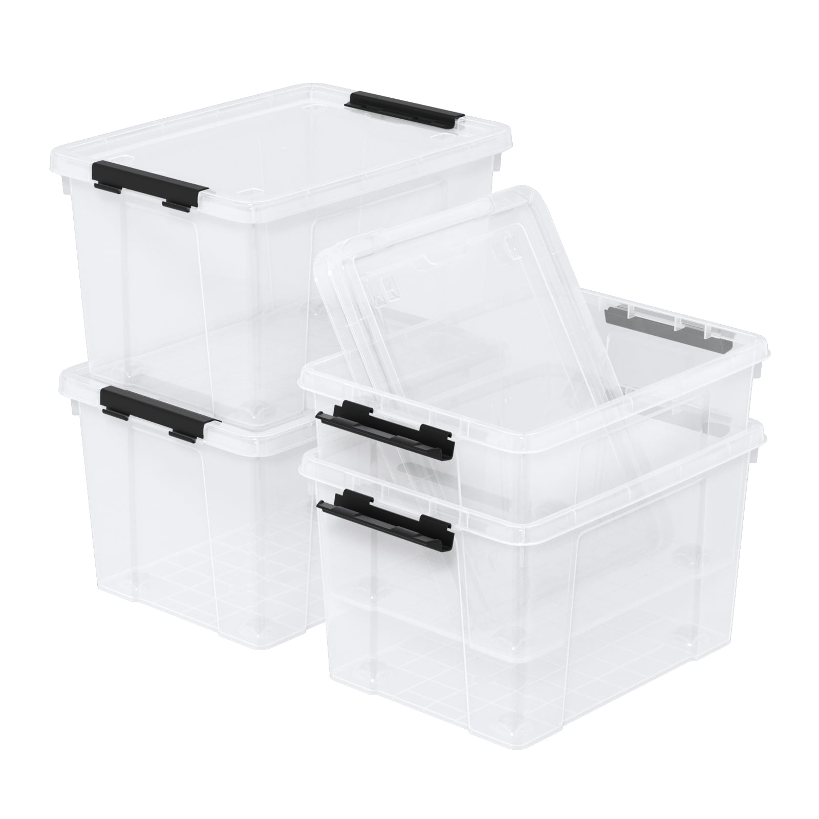 Yesdate 4 Pack 22 Quart Latch Box, Clear Home Organization Containers ...