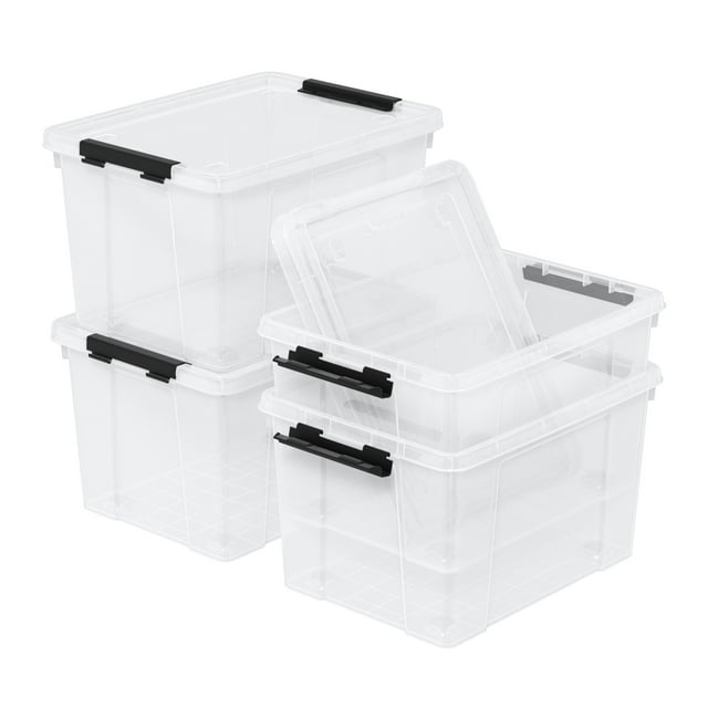 Yesdate 4 Pack 22 Quart Latch Box, Clear Home Organization Containers ...