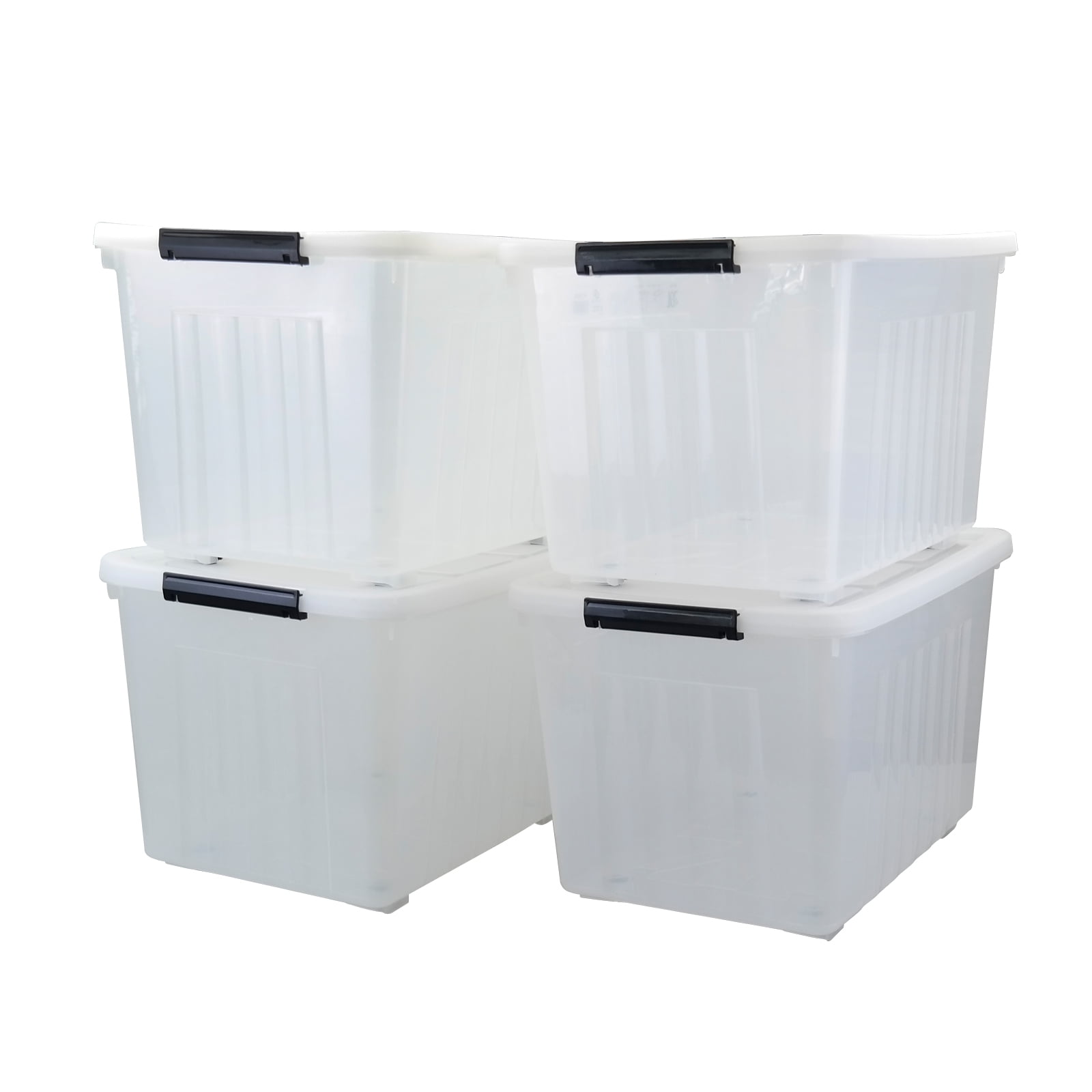 Yesdate 4-Pack Clear Large Plastic Storage Box with Wheels, 70 L ...