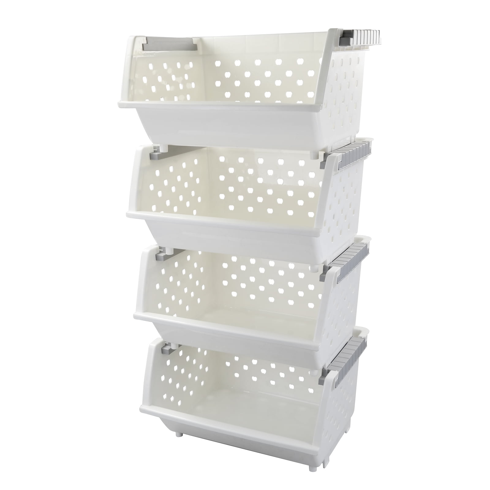 Yesdate 4-Pack Plastic Stackable Storage Basket Organizer, Multi ...