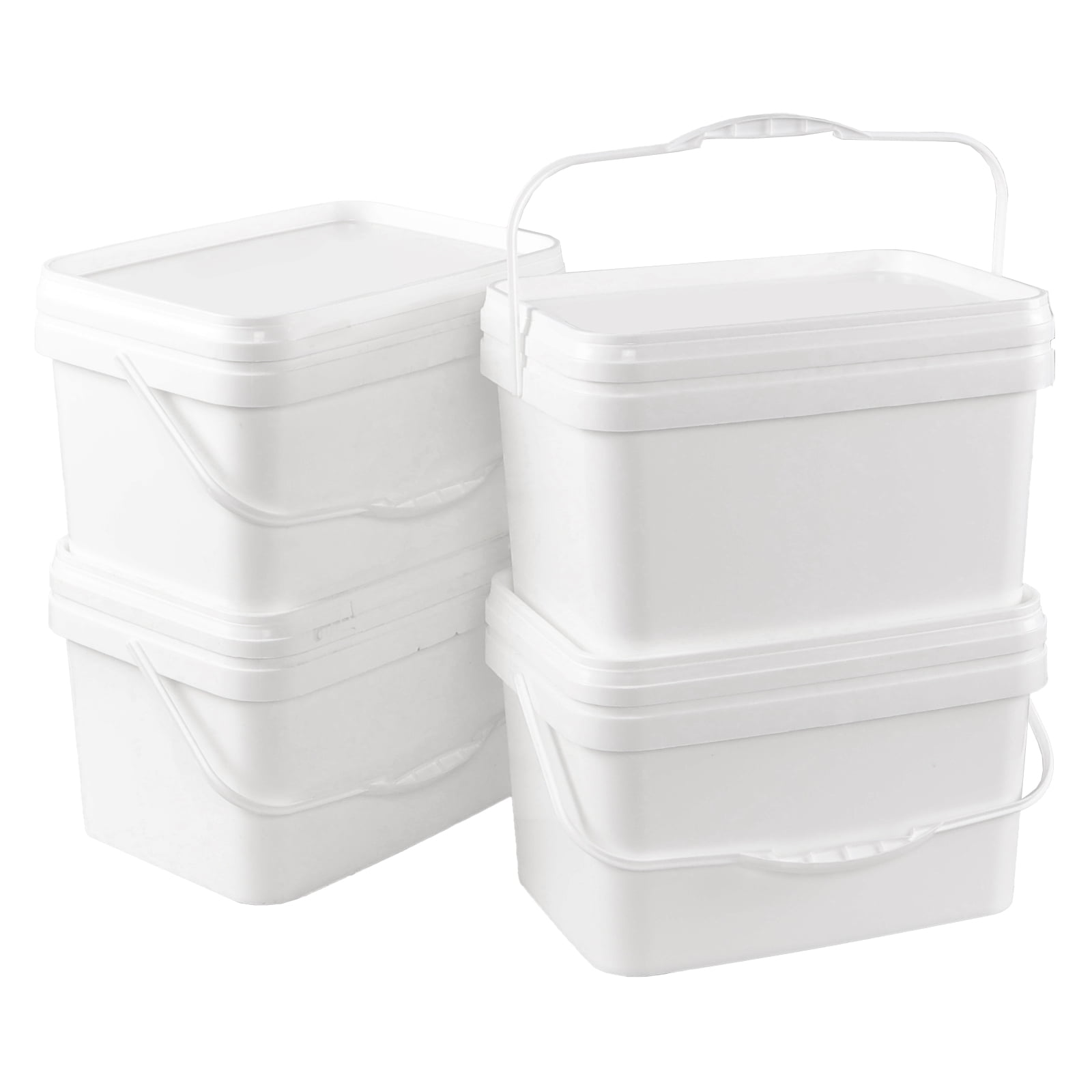 Yesdate 4 Pcs 3 Gallon Rectangle Food Grade Bucket Pail with Airtight ...