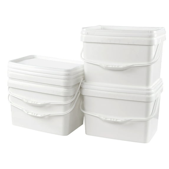 Yesdate 4 Pcs 5 Gallon Rectangle Bucket Pail with Handle, Food Storage Container Industrial Pail ...
