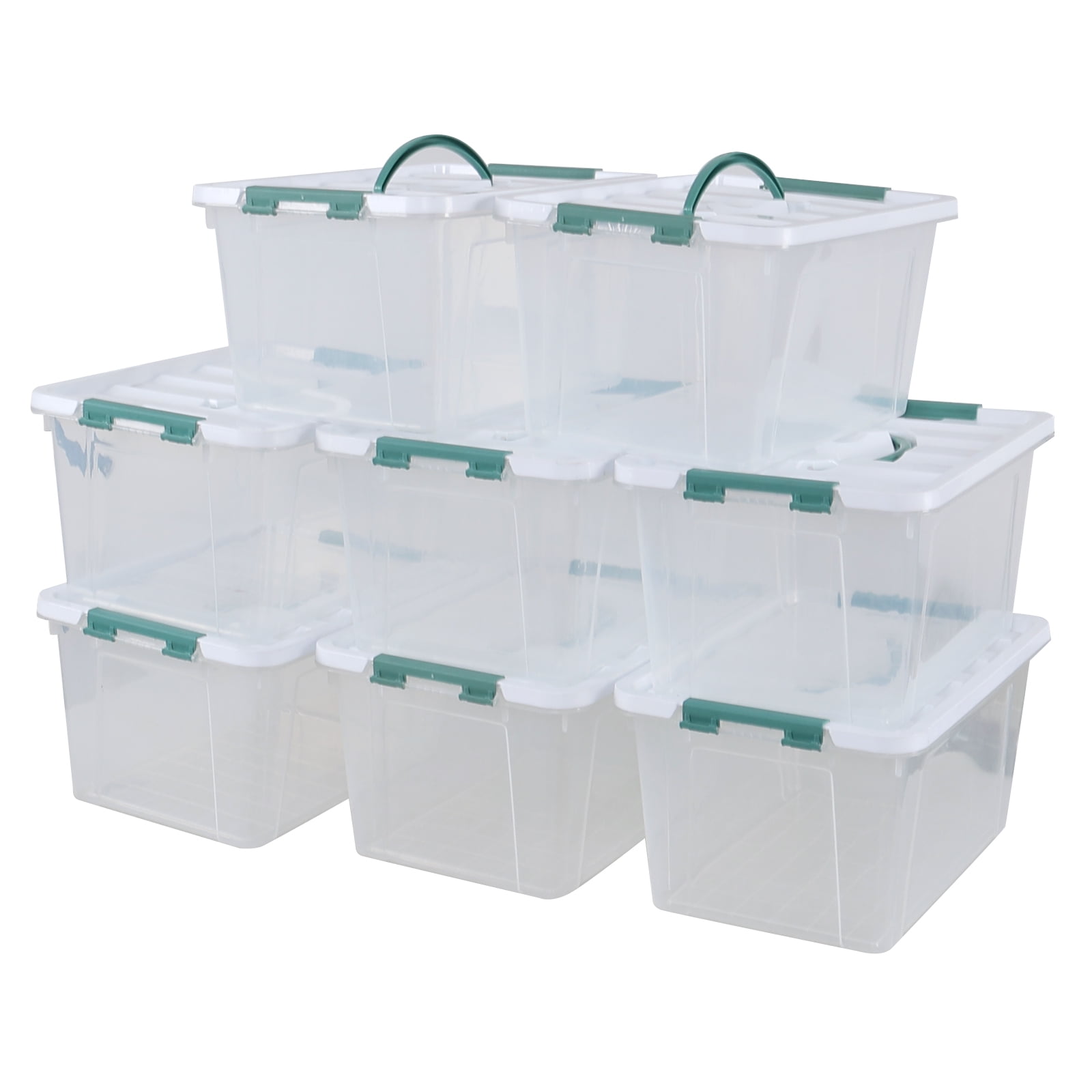 Yesdate 8-Pack 14 Quart Clear Organizing Container with Lid, Plastic ...