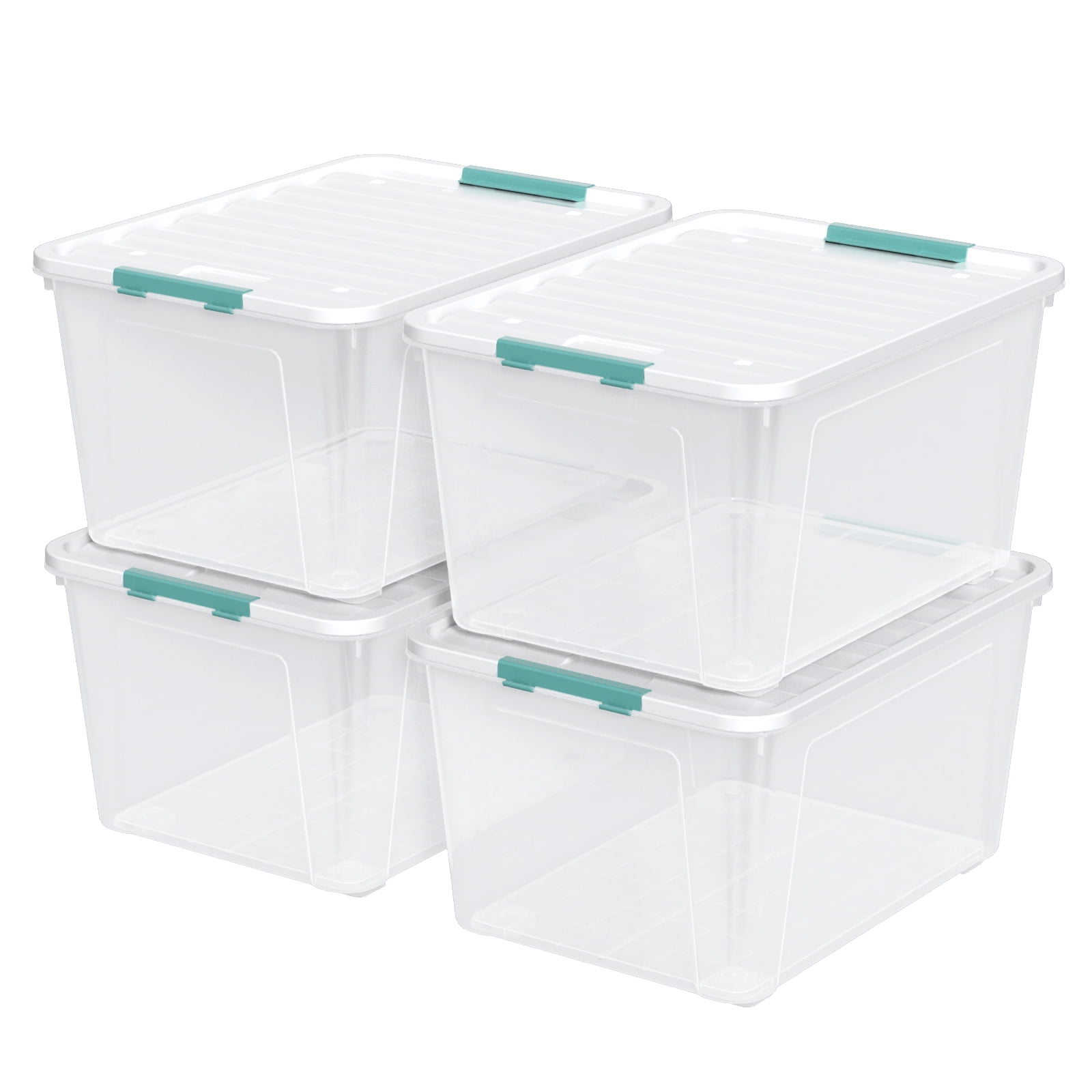 Yesdate 85 Quart Plastic Storage Bin with Latching Lid, Large Clear ...