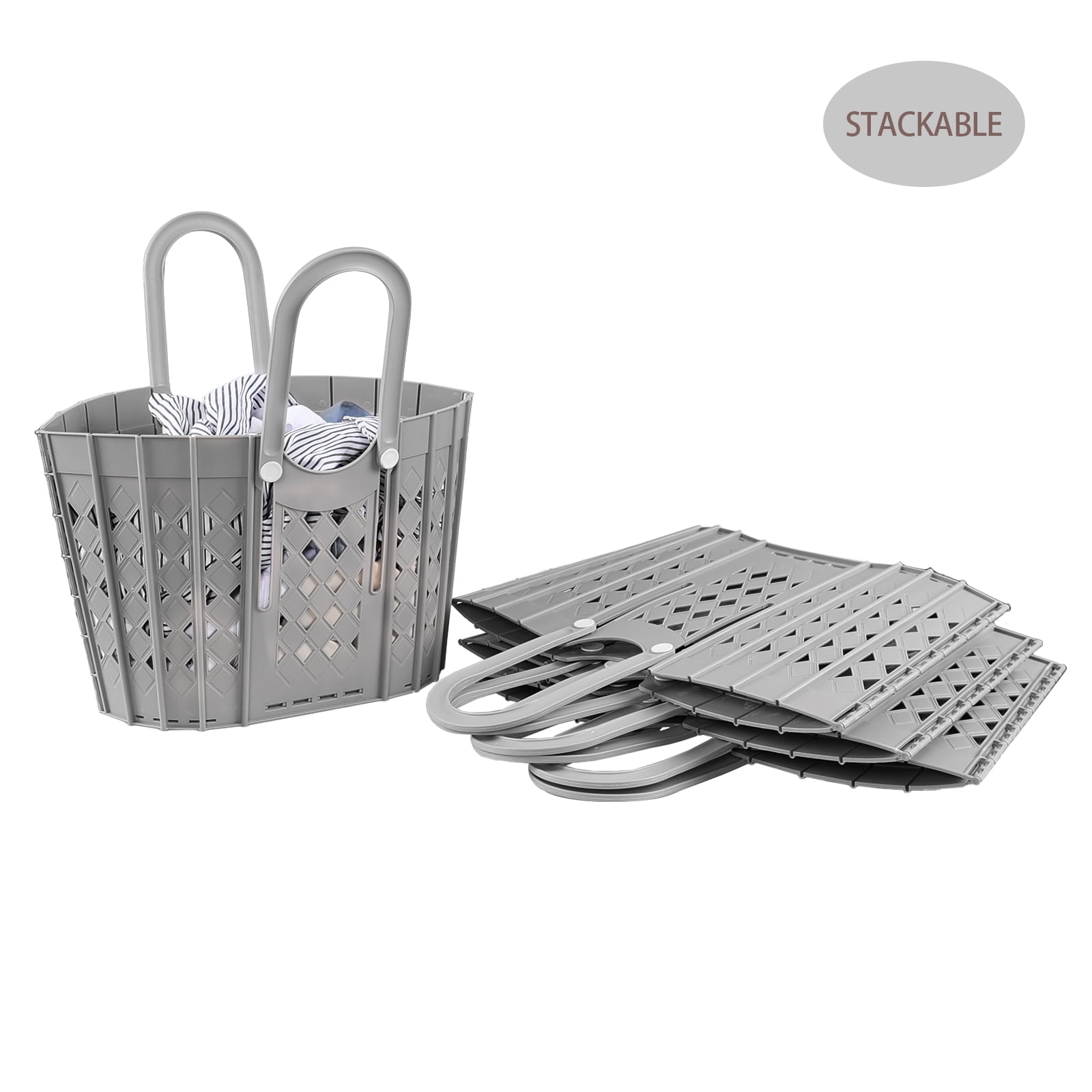 Yesdate Set of 4 Collapsible Shopping Basket with Handle, Foldable ...
