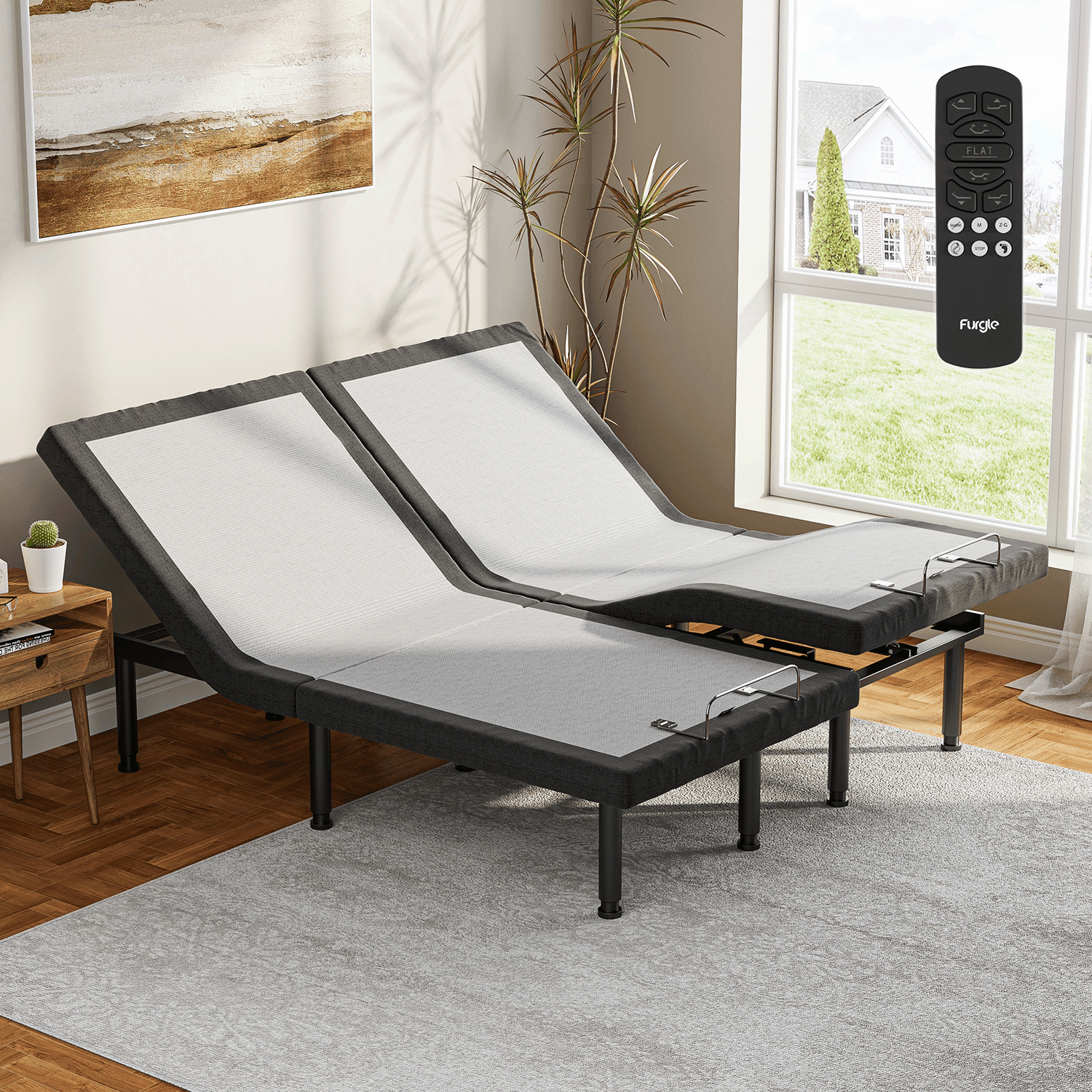Yesenhome Power Adjustable Bed Frame Split King Electric Bed Base with ...