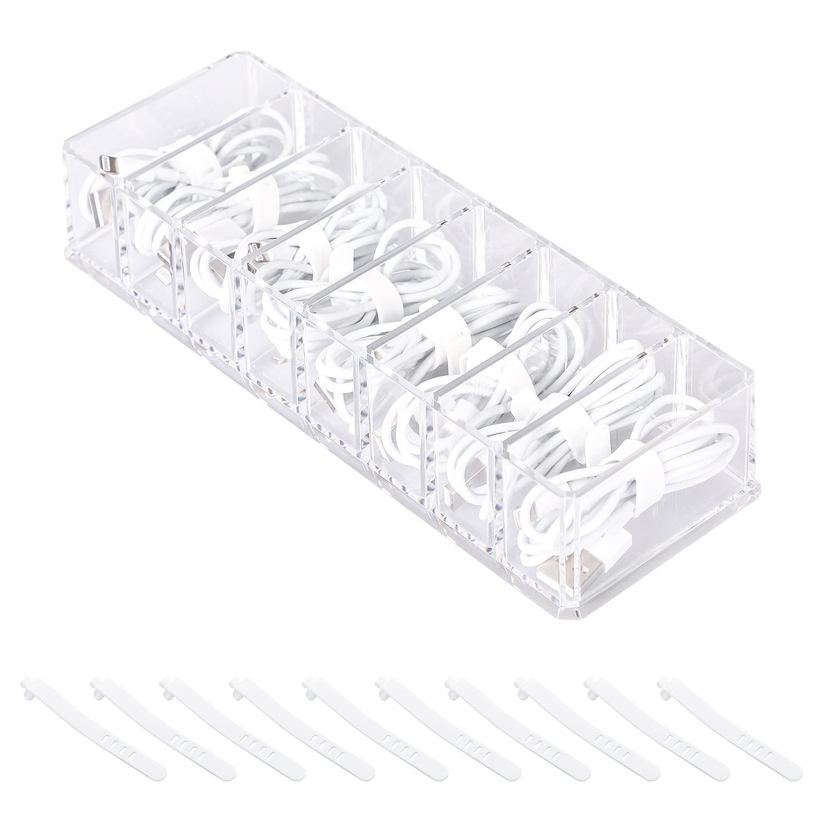 Yesesion Plastic Cable Management Box with 10 Wire Ties, Clear Power ...