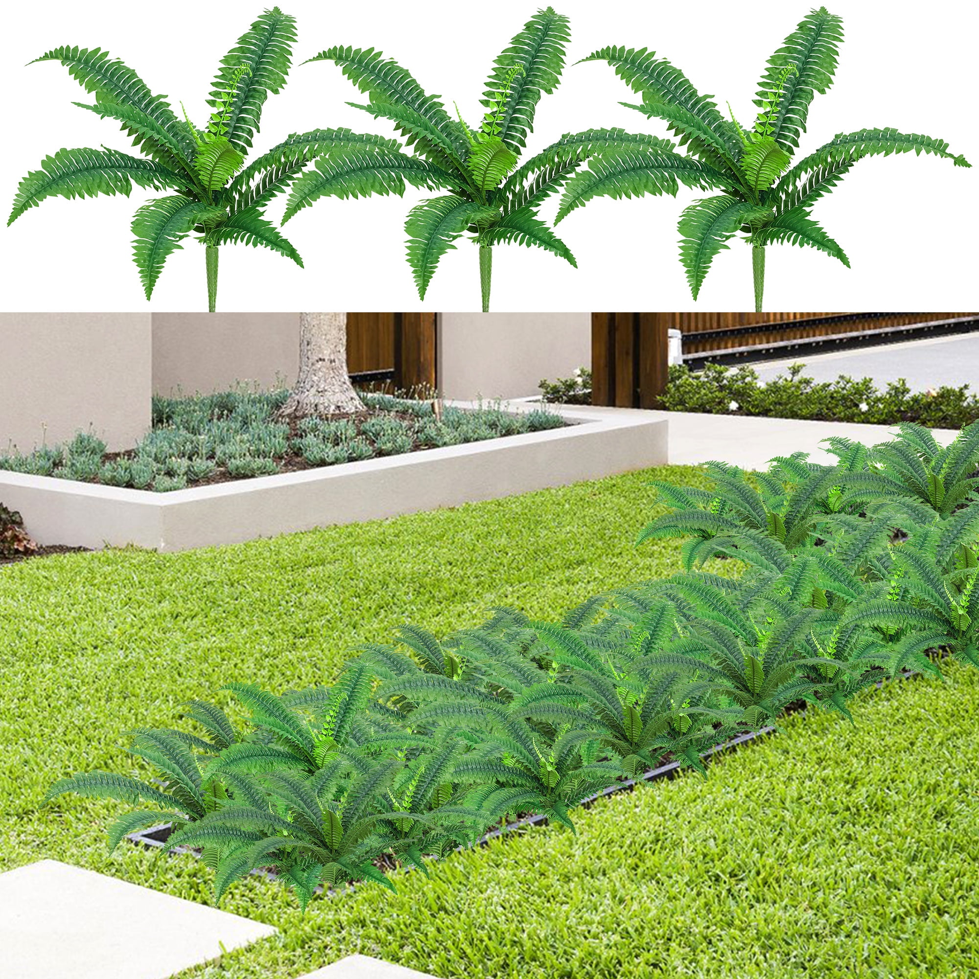 Yesfashion 12 Bundles Artificial Autumn Boston Fern Plants Resistant No ...