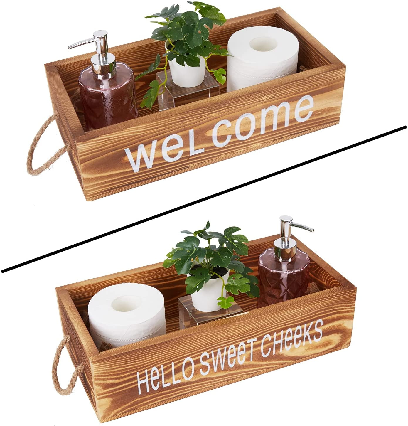 Yesfashion 15" Wooden Tissue Box Roll Paper Storage Box "Hello Sweet ...