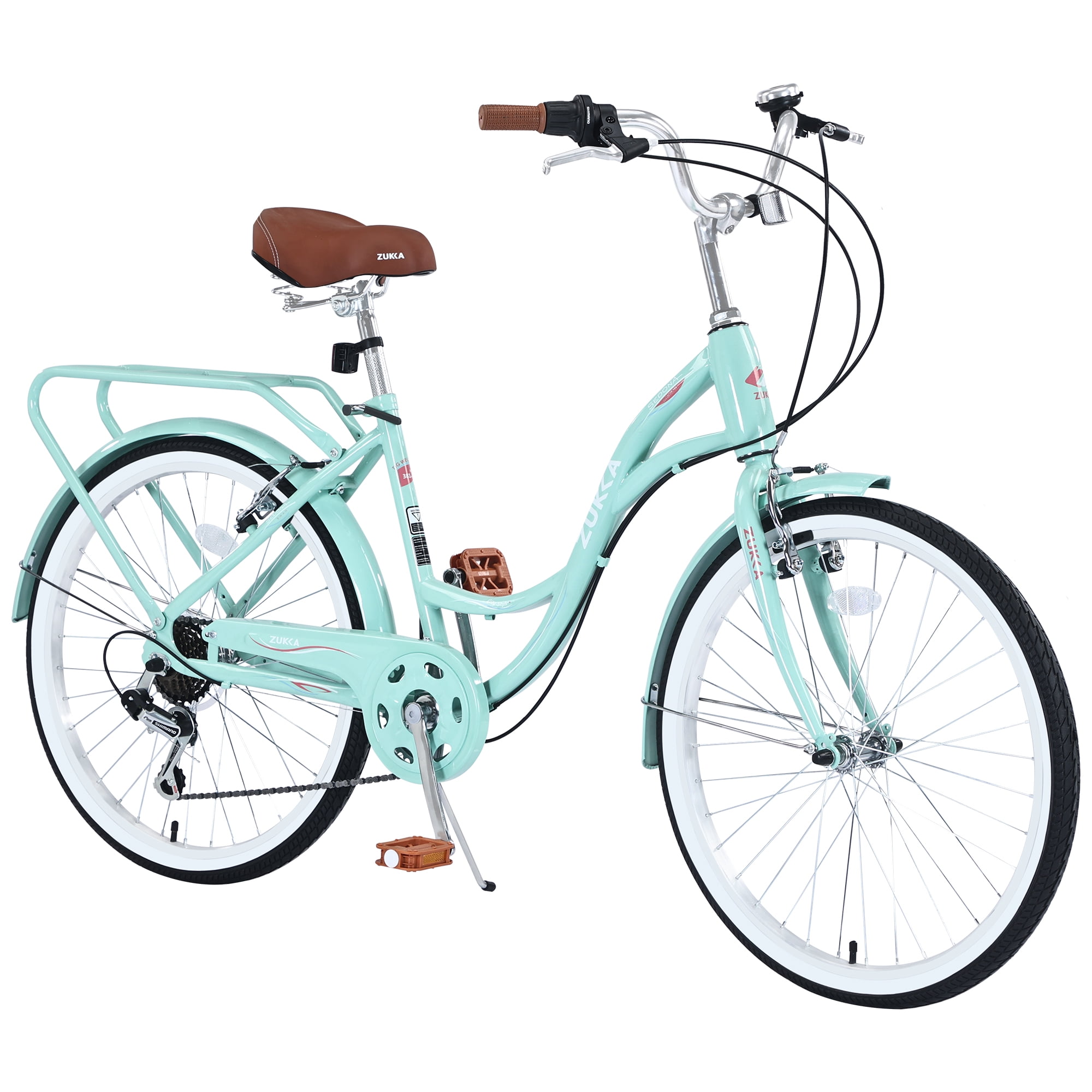 Yesfashion 24Inch Women Beach Cruiser Bike 7 Speed Hybrid Bike Commuter ...