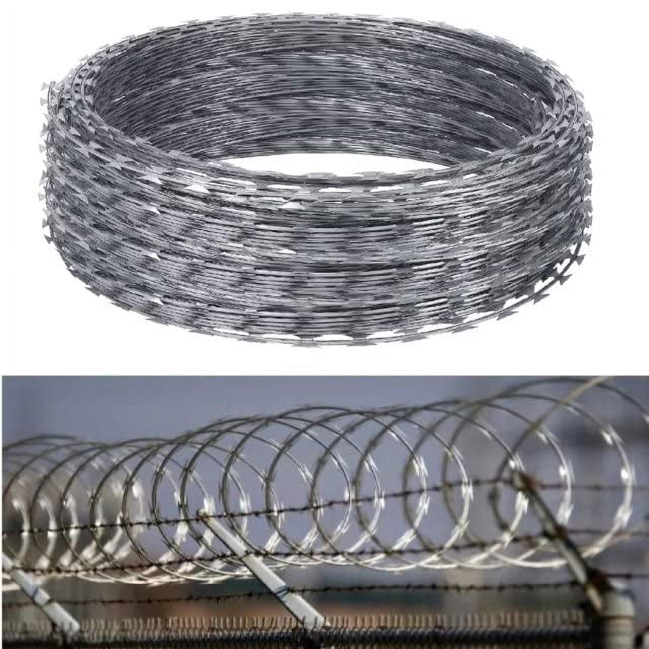 Yesfashion 250ft Galvanized Ribbon Barbed Wire Razor Wires, Razor Fence ...