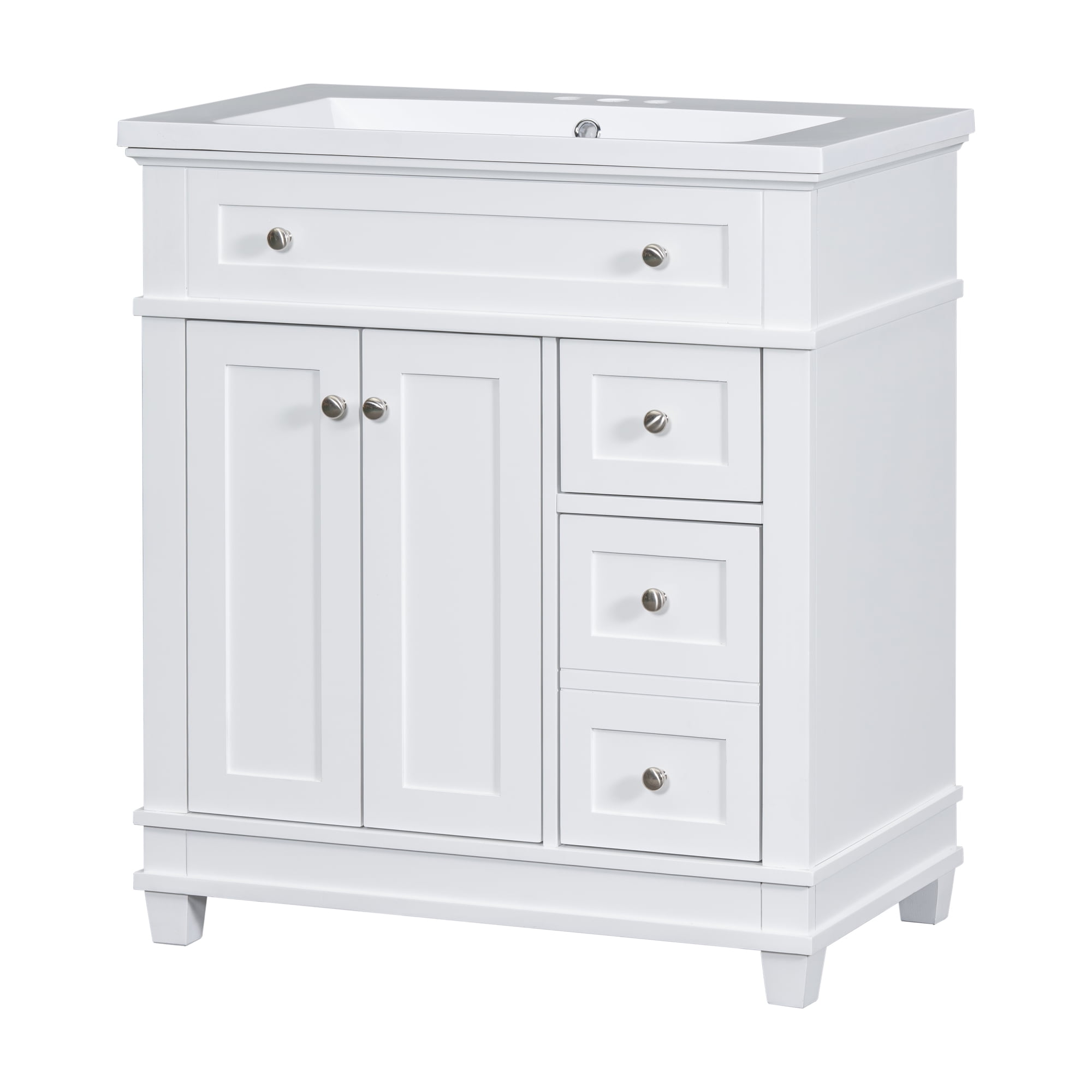 Yesfashion 30" Bathroom Vanity With Sink, Solid Wood Bathroom Cabinet ...