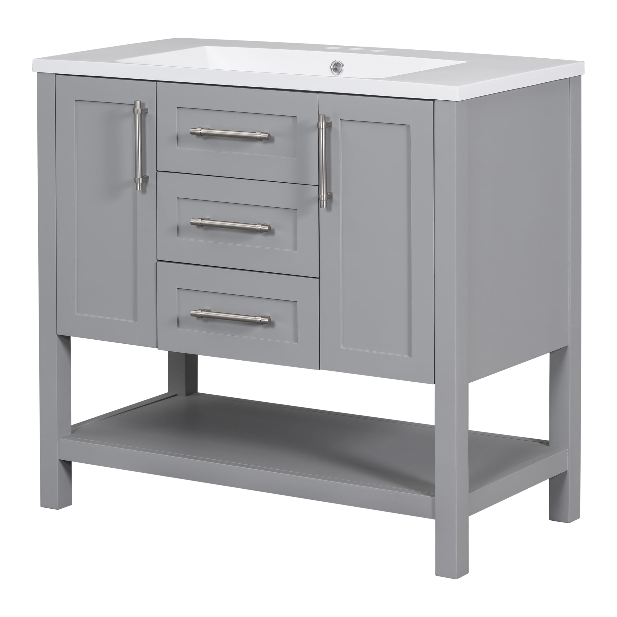 Yesfashion 36 Inch Bathroom Vanity with Resin Basin Freestanding Vanity ...