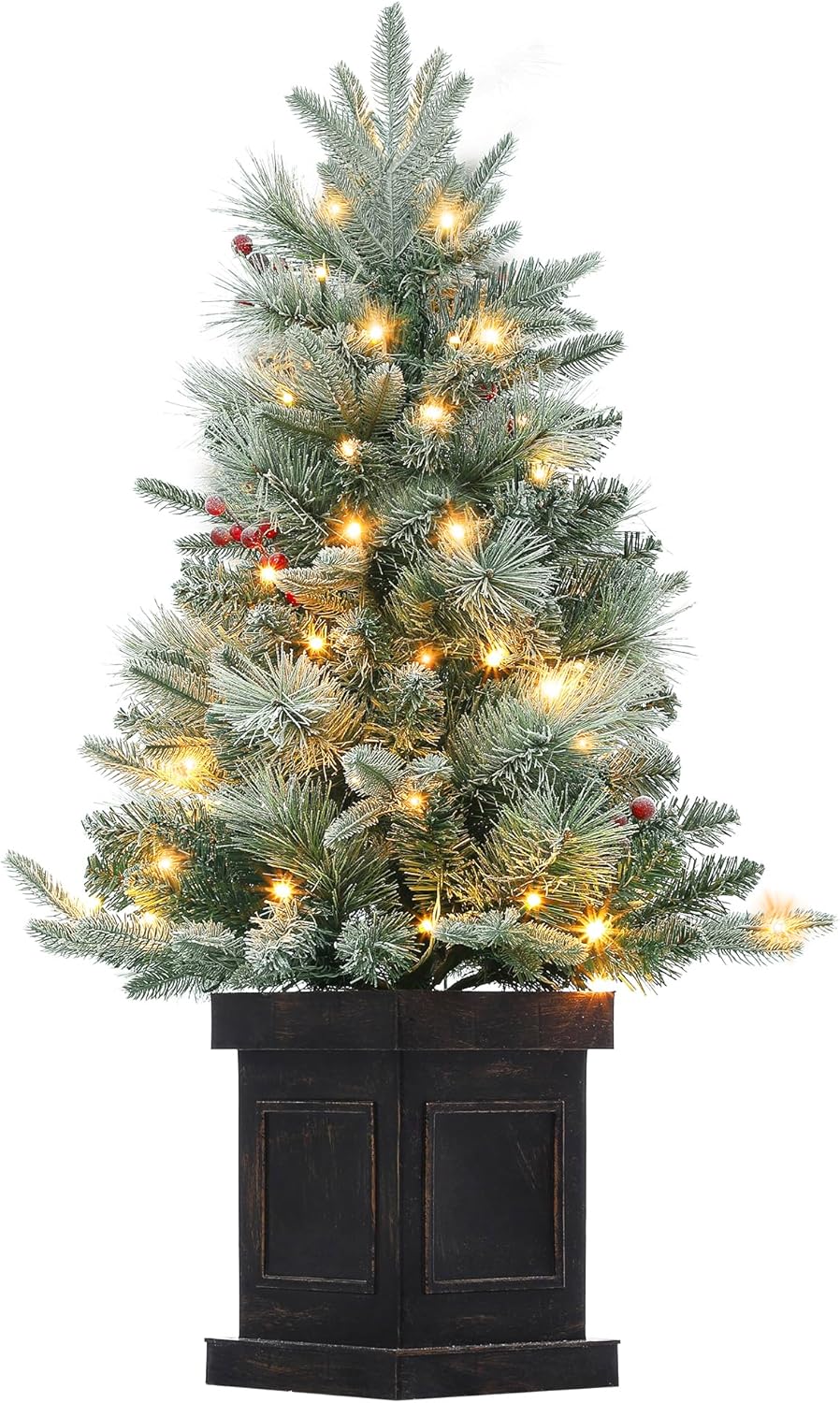 Yesfashion 3ft Small Christmas Tree Pre-Lit Artificial Christmas Tree ...