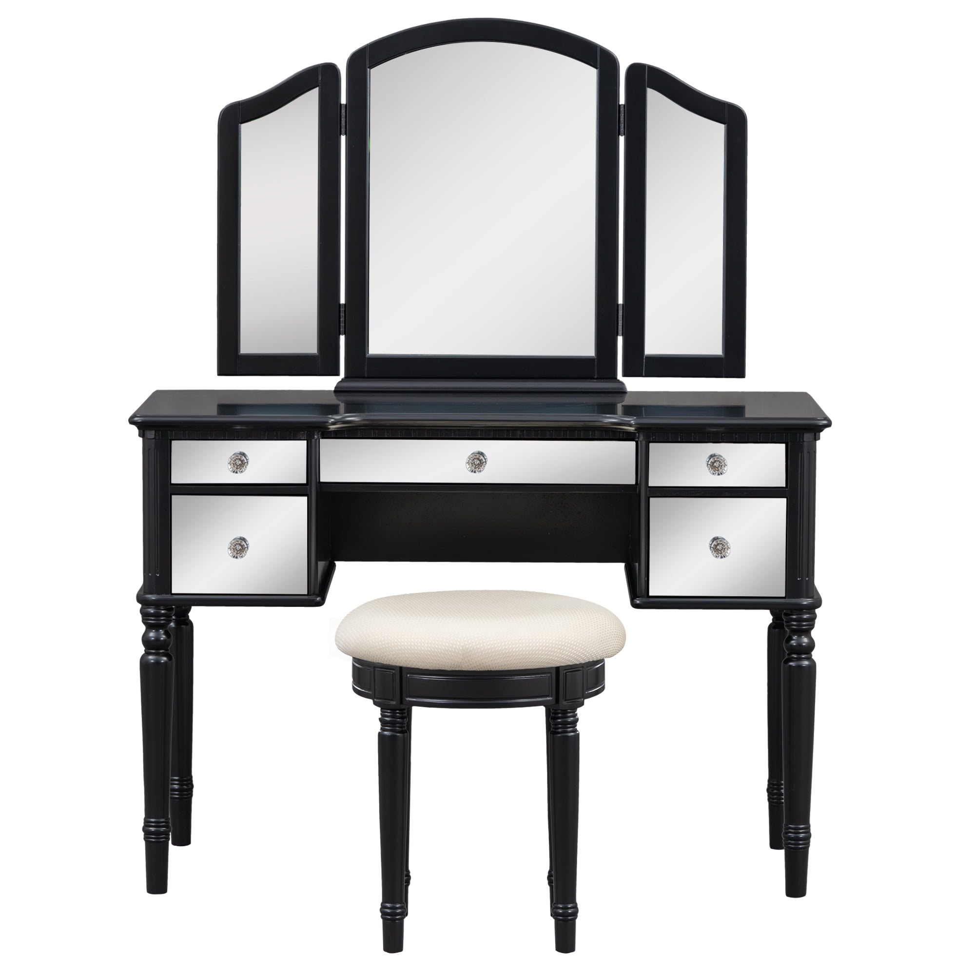 Yesfashion 43" Solid Wood+MDF Dressing Table Set Makeup Vanity Set ...