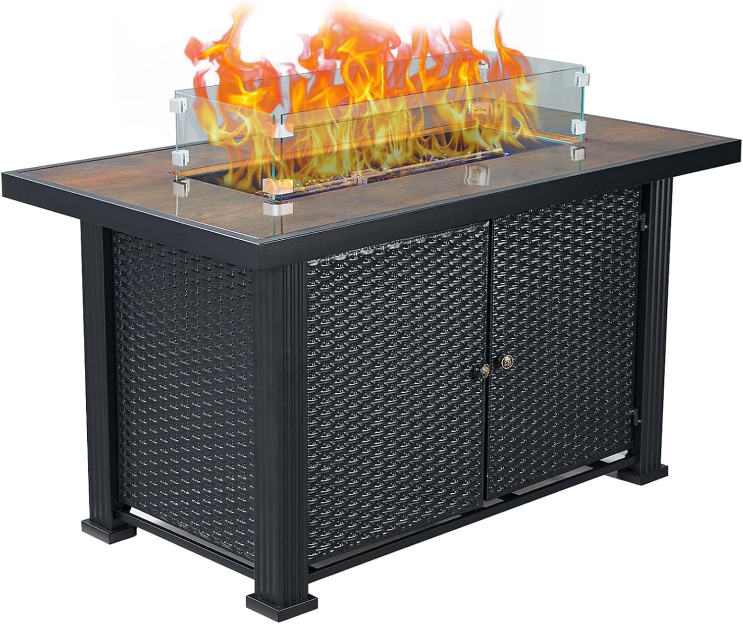 Yesfashion 44 Inch Rectangle Fire Table, 50000BTU Propane Fire Pit ...
