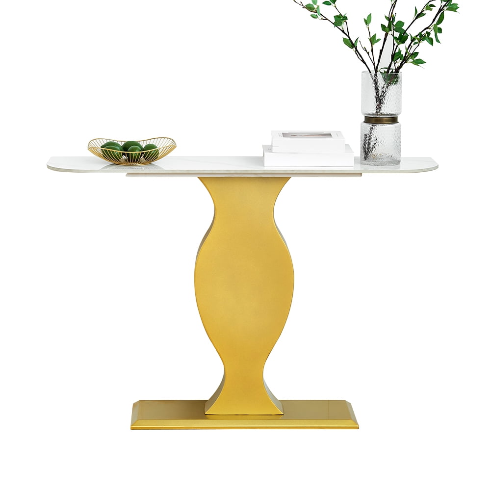 Yesfashion 47.24" Console Table With Sintered Stone Top, Narrow ...