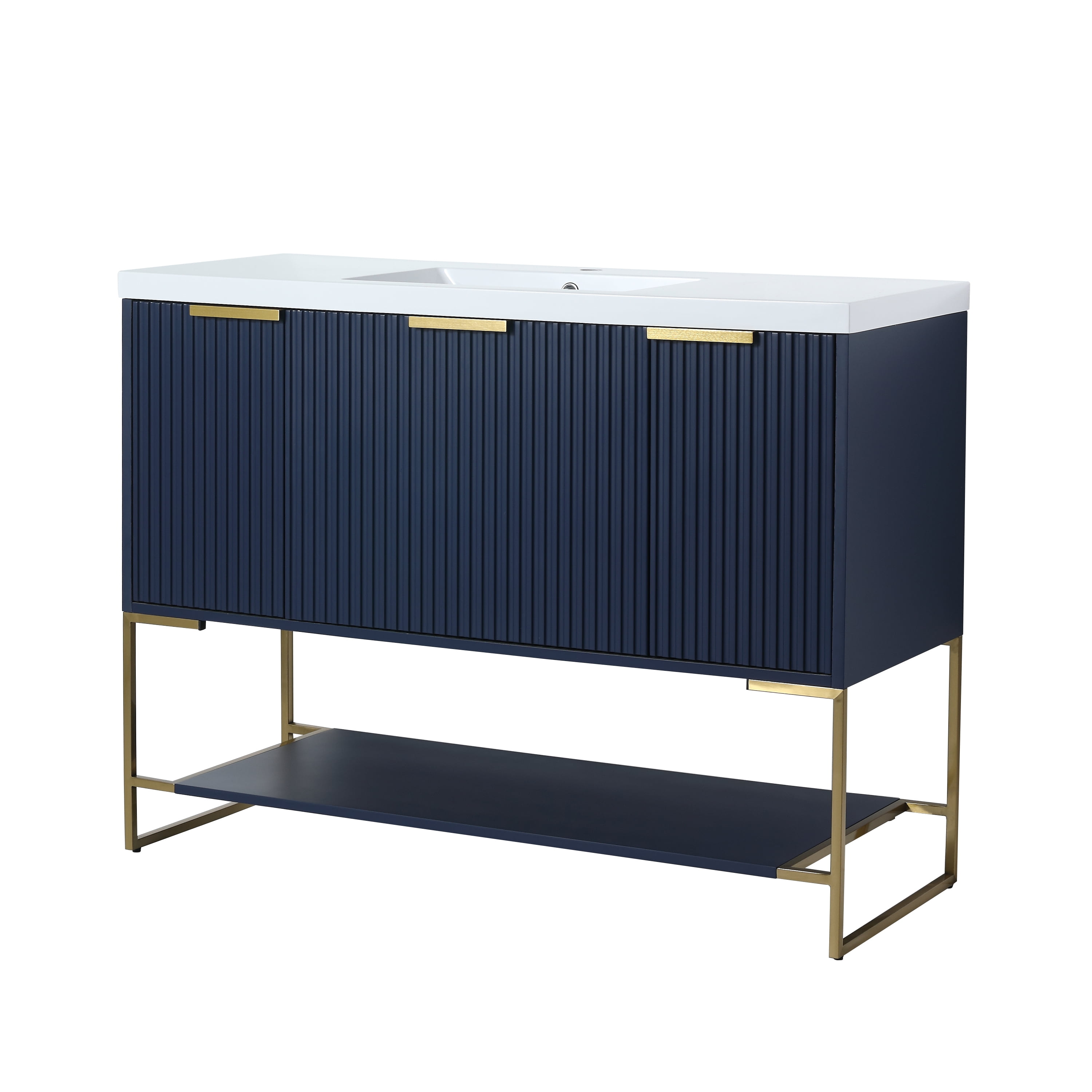 Yesfashion 48" Bathroom Vanity with Resin Sink,Bathroom Cabinet with ...