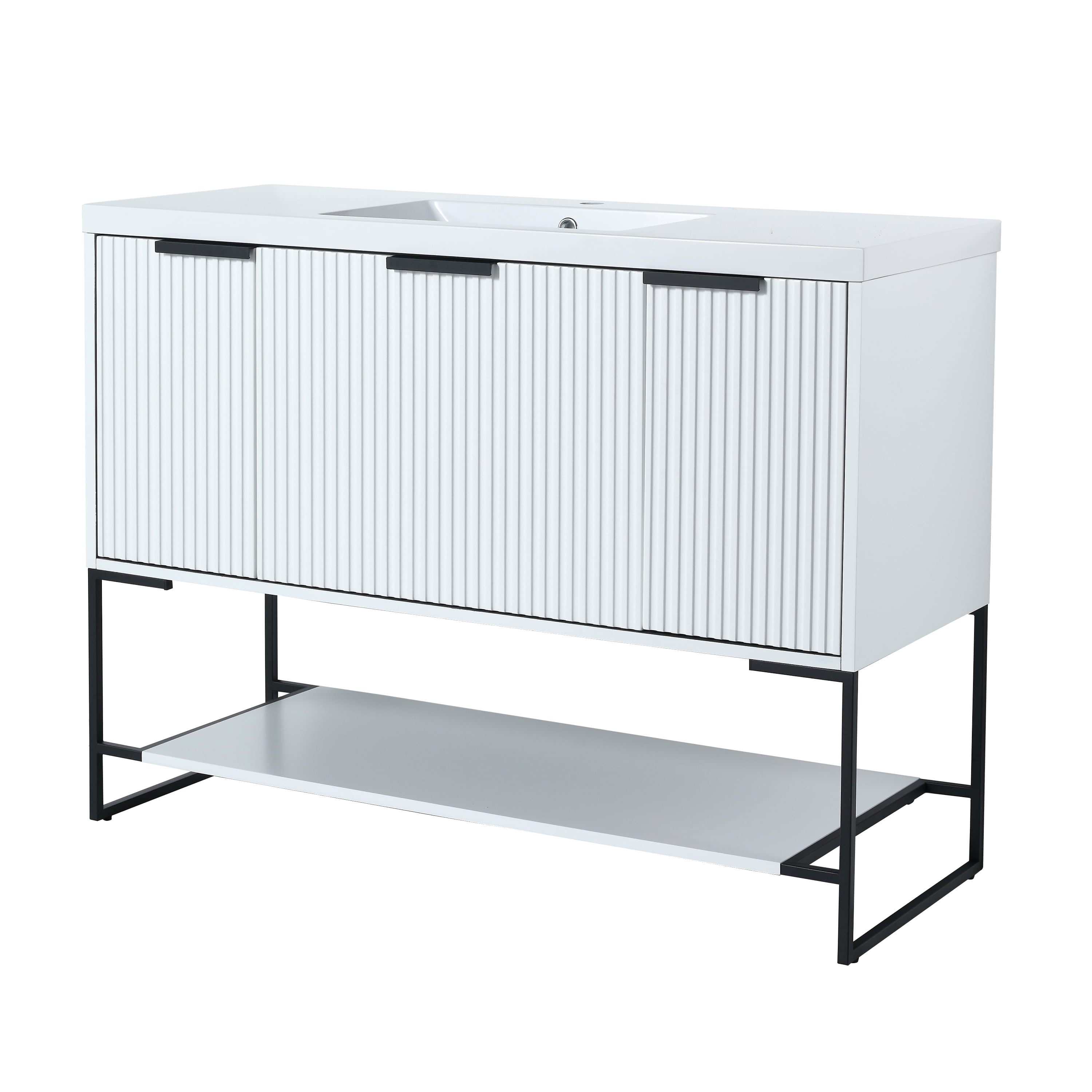 Yesfashion 48" Bathroom Vanity with Resin Sink,Bathroom Cabinet with ...