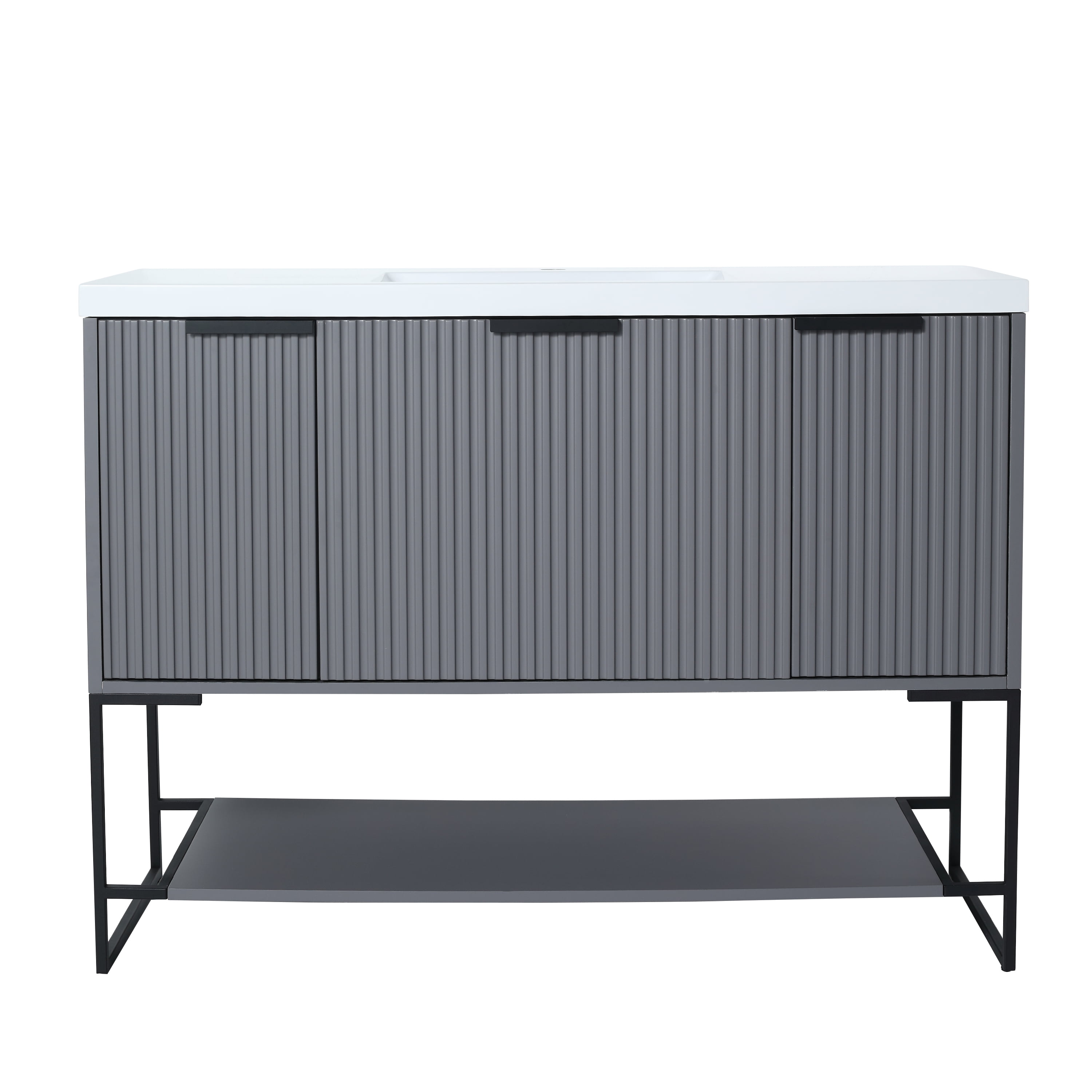Yesfashion 48" Bathroom Vanity with Resin Sink,Bathroom Cabinet with ...