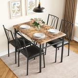 Yesfashion 5-Piece Dinette Set, Metal & Wood Rectangular Dining Table ...