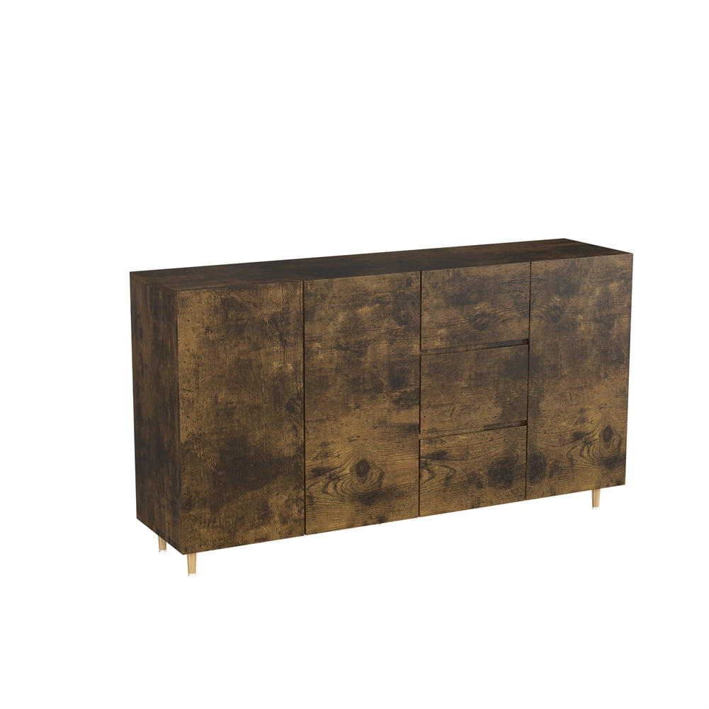 Yesfashion 63 Inch Sideboard Buffet Cabinet With Rack Shelf 4 Doors 3 ...